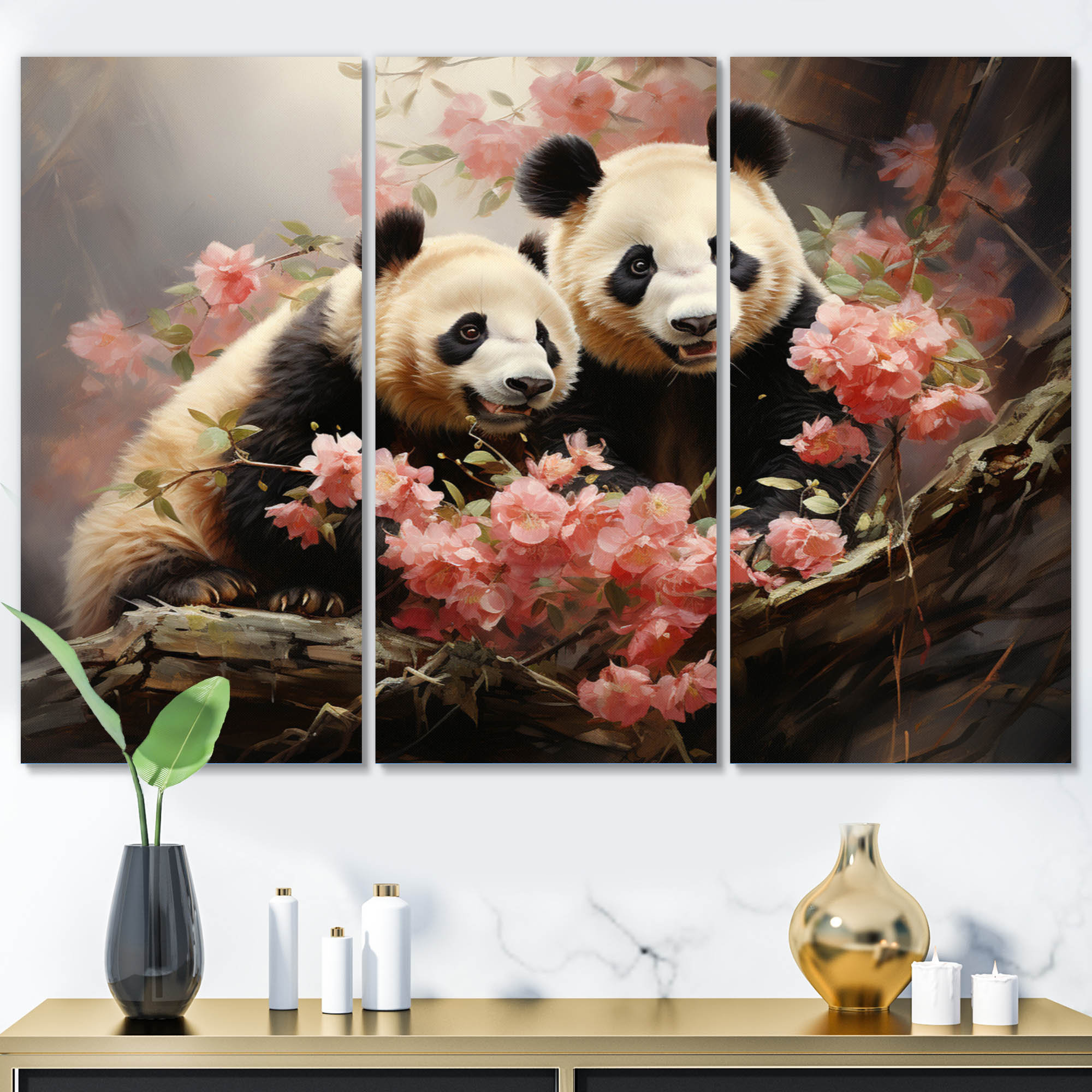 Dakota Fields China Art Pandas Playful II - Animals Wall Decor Set ...