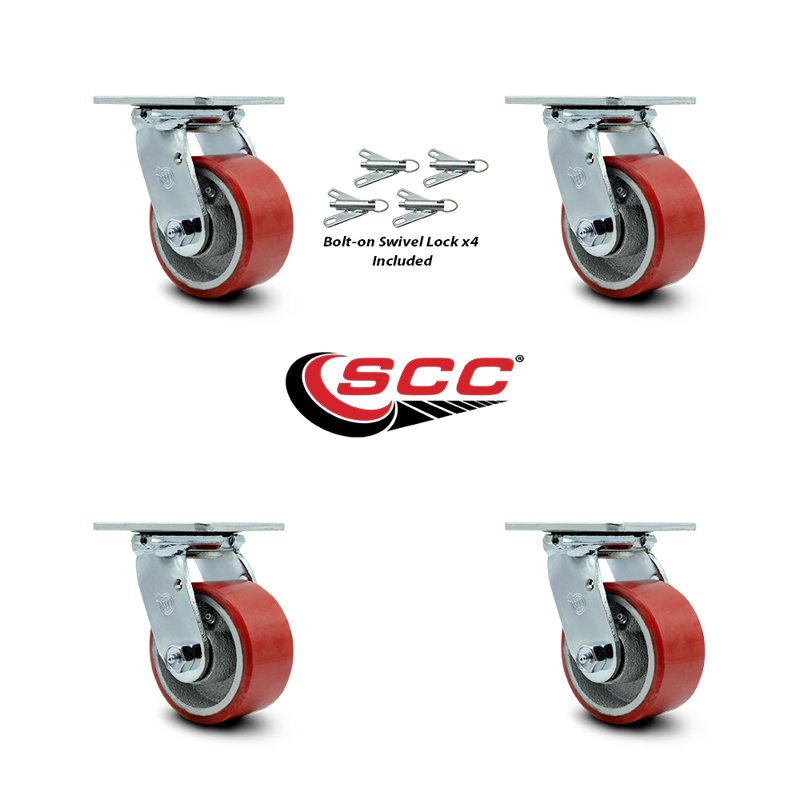 Service Caster Poly on Cast Iron Caster with Ball Bearing and Swivel ...