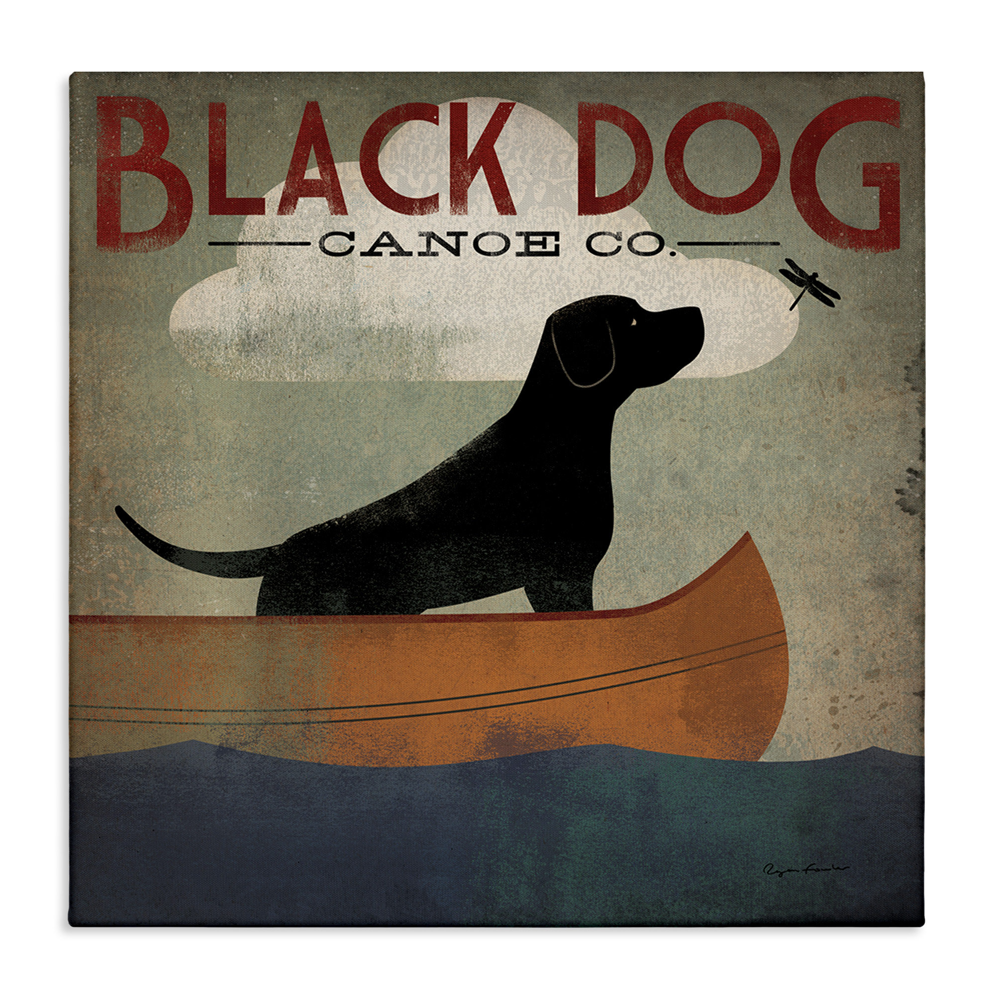 Stupell Industries Black Dog Canoe Company Pet Boating Lake Sports by ...