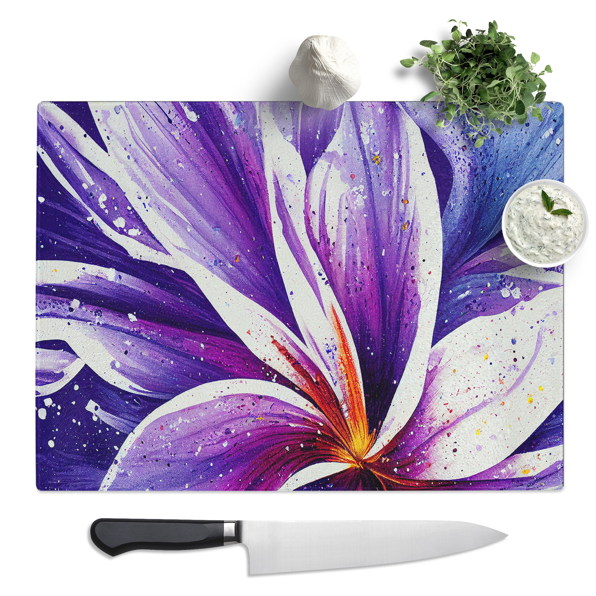 17 Stories Colourful Iris Flower Vol.2 Abstract Glass Chopping Board ...