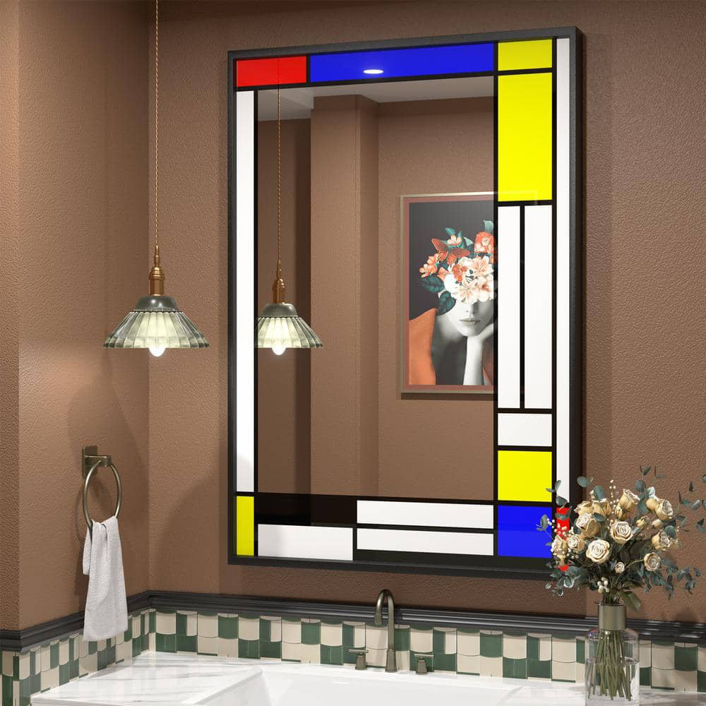 Ebern Designs Mondrian Style Frame Art Accent Mirror | Wayfair