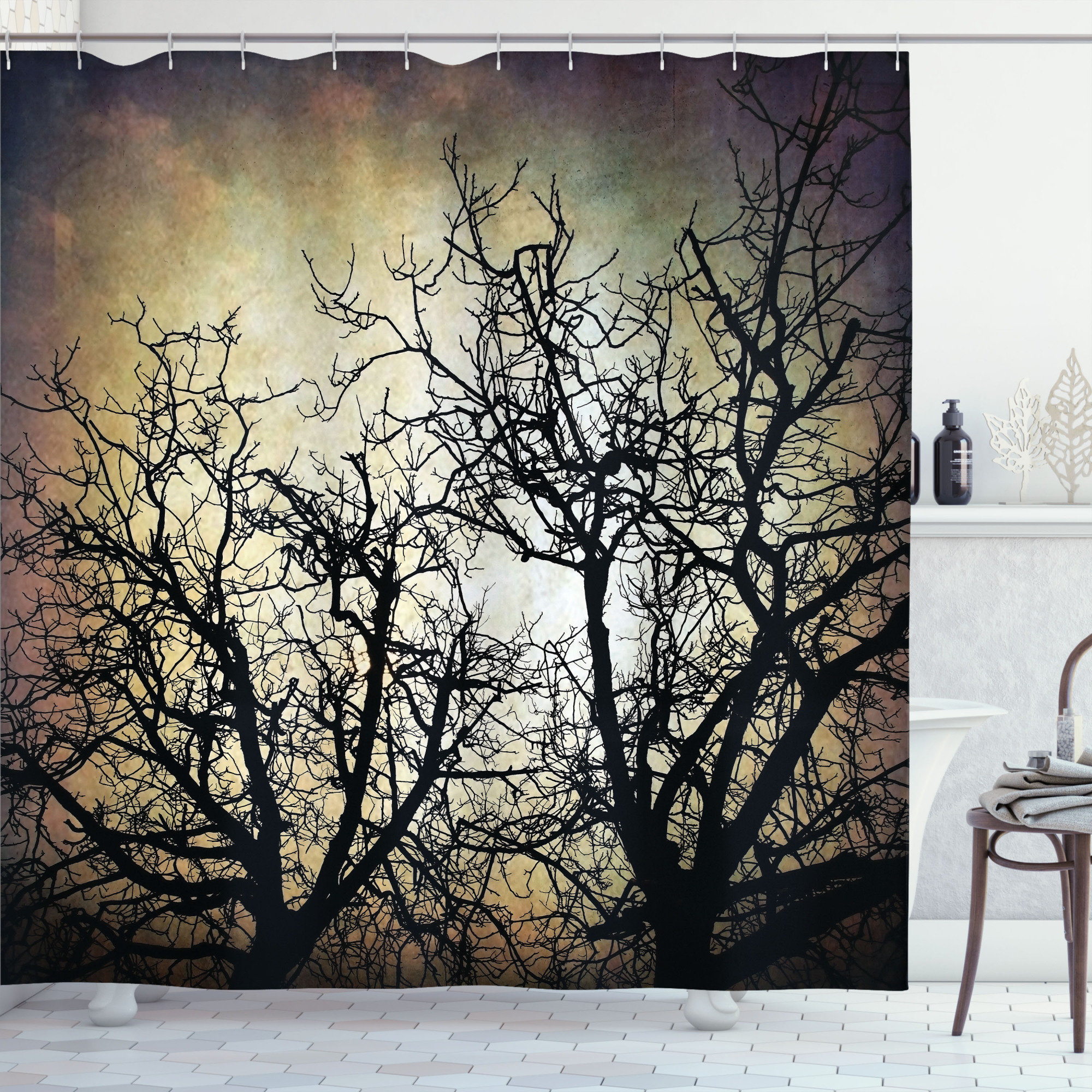 The Holiday Aisle® Horror Grunge Branches Twilight Single Shower ...