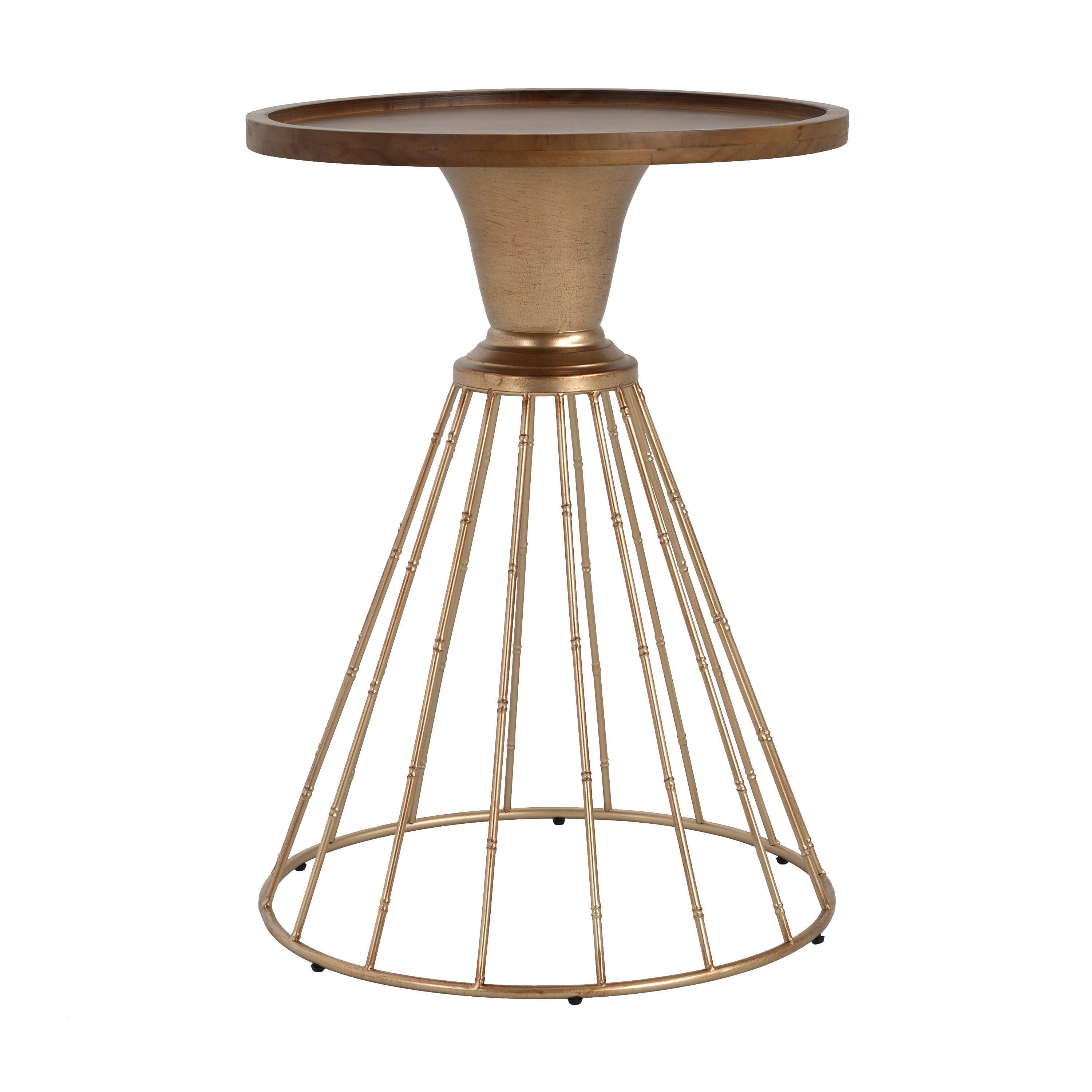 House of Hampton® Milo Pine Wood Side Table With Iron Frame | Wayfair