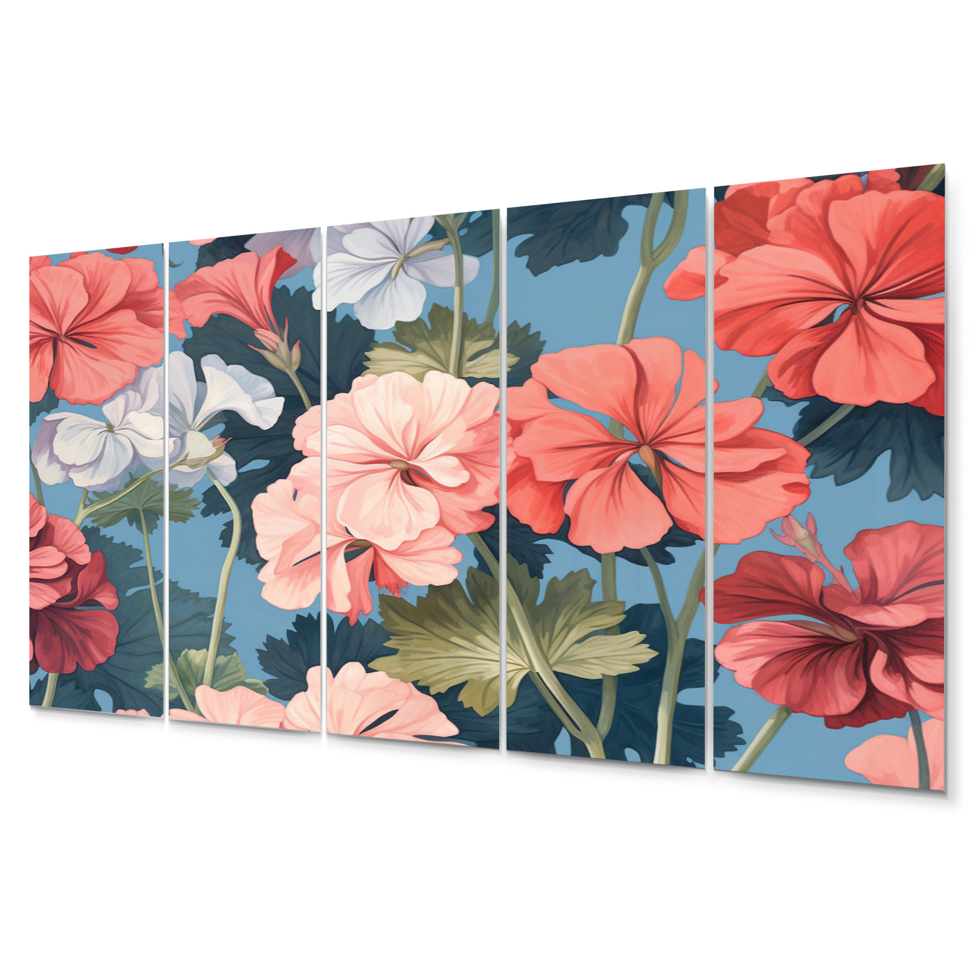 Red Barrel Studio Coral Blue Geraniums Flower Euphony - Geraniums Metal ...
