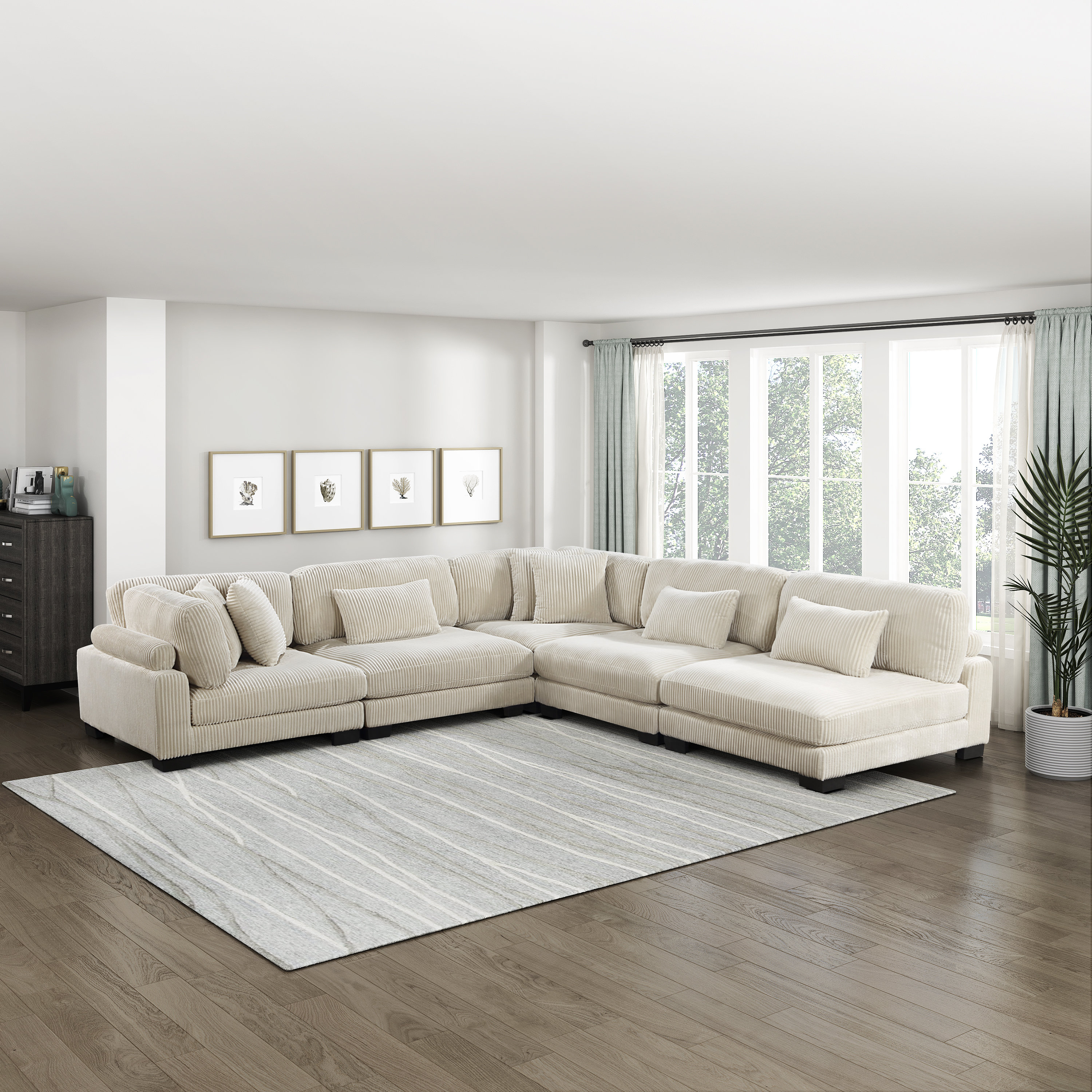 Latitude Run® Brinsley 135”W Modern Track Arm Modular Sectional Sofa ...