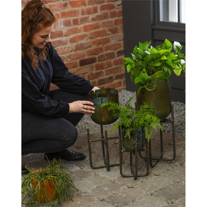 Evergreen Enterprises, Inc Patina 3-Piece Metal Indoor/Outdoor Pot ...