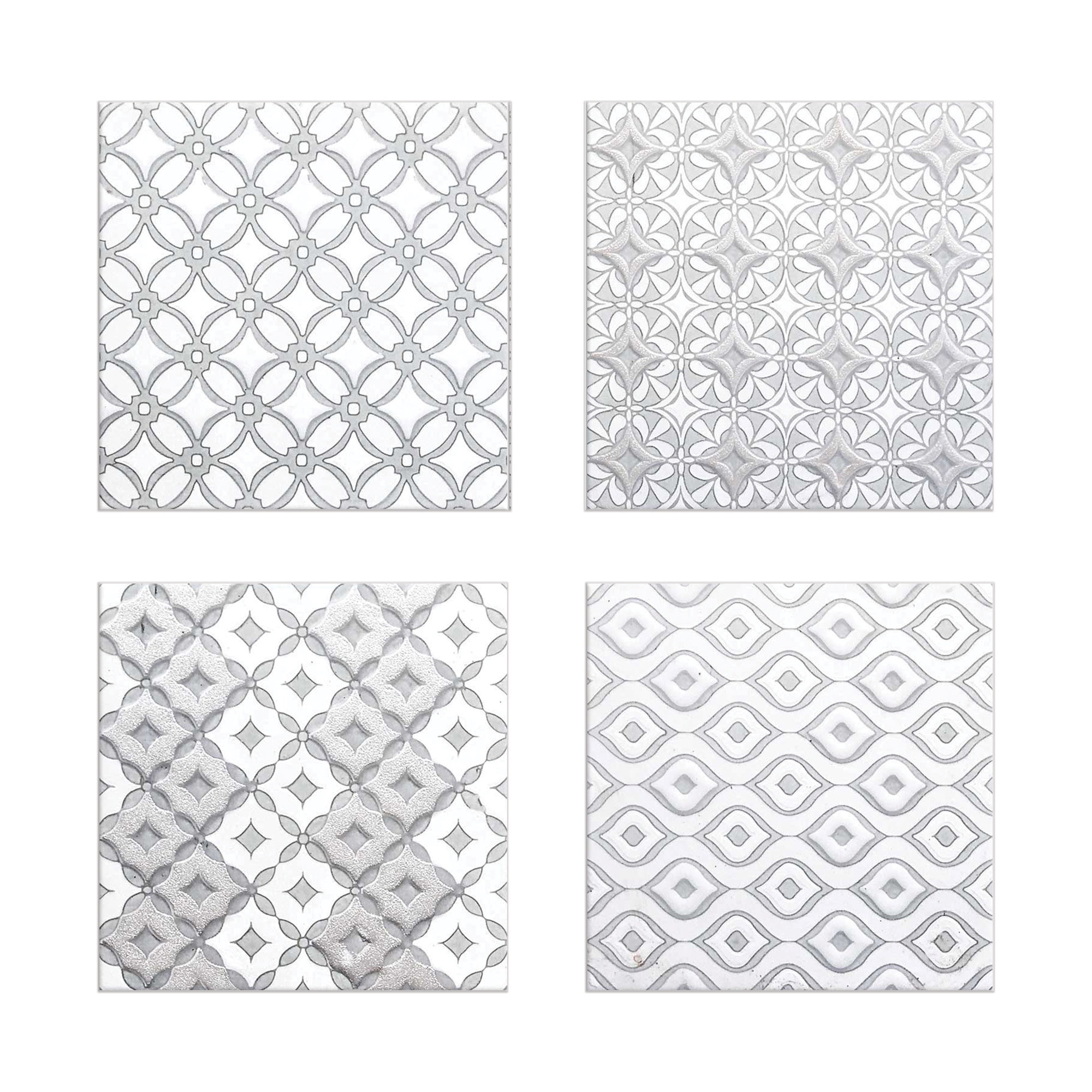 QEP Kantu Brussels 6" x 6" Grey and White Ceramic Decorative Wall Tile ...