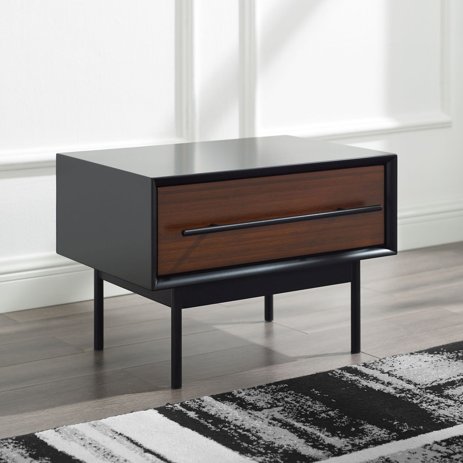 George Oliver Wigley 1 - Drawer Solid Wood Nightstand in Brown/Black ...