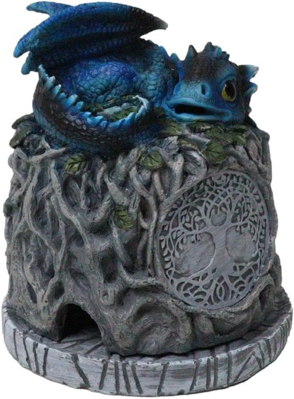 Bungalow Rose Blue Wyrmling Dragon Sleeping On Tree Of Life Stump Cone ...