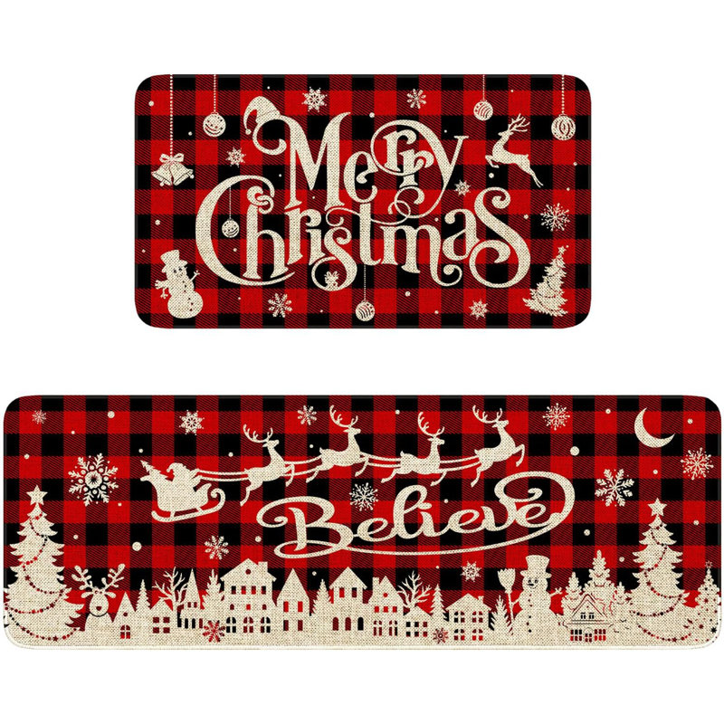 One Allium Way® Christmas Kitchen Rugs Set of 2 | Wayfair