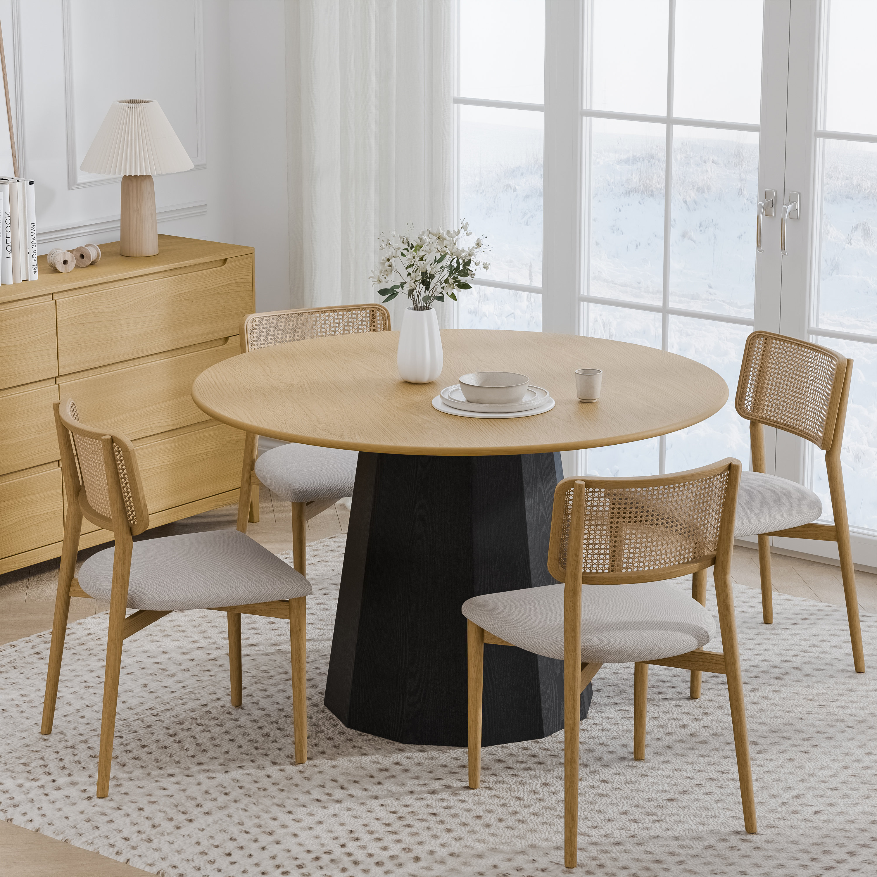 Ivy Bronx Round Dining Table, Modern Farmhouse Kitchen Table, Small ...