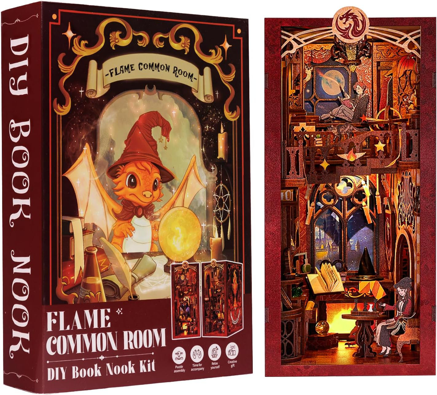 Wizardi Book Nook Wizardi Miniature - Flame Common Room Roombox Kit ...