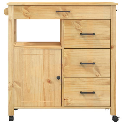 Winston Porter Raford Rolling Kitchen Cart with Solid Wood Top | Wayfair