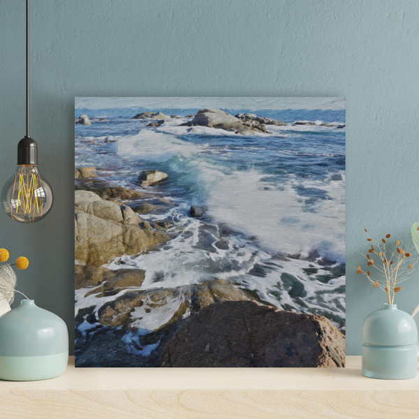 Rosecliff Heights Seawaves Smashing On Rocks On Canvas Painting ...