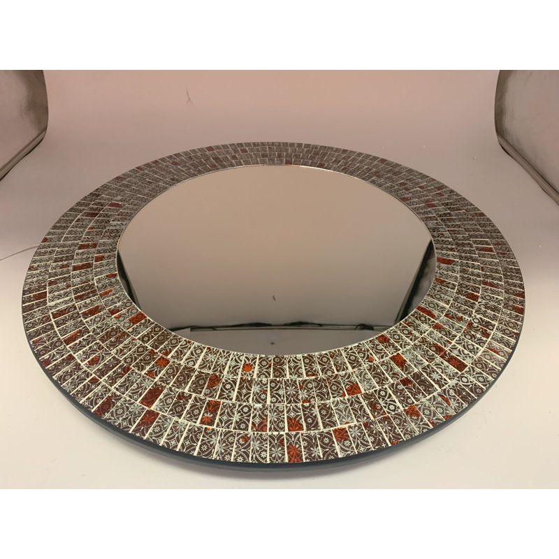 Canora Grey Zorigs Mosaic Mirror, Wall Art Décor – 24” Round ...