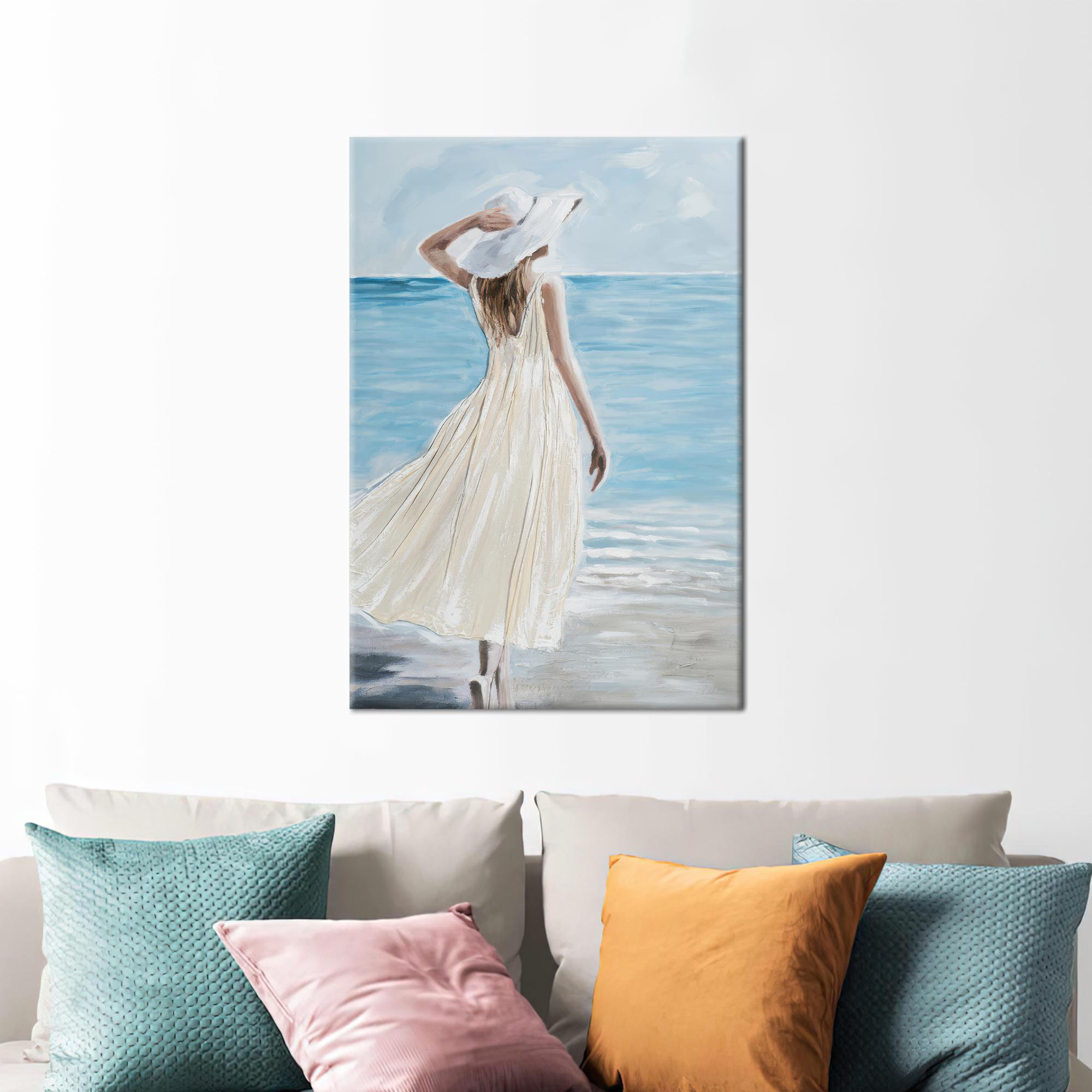 kayra export Modern 3D Lady Wall Art Featuring a Woman in a White Dress ...