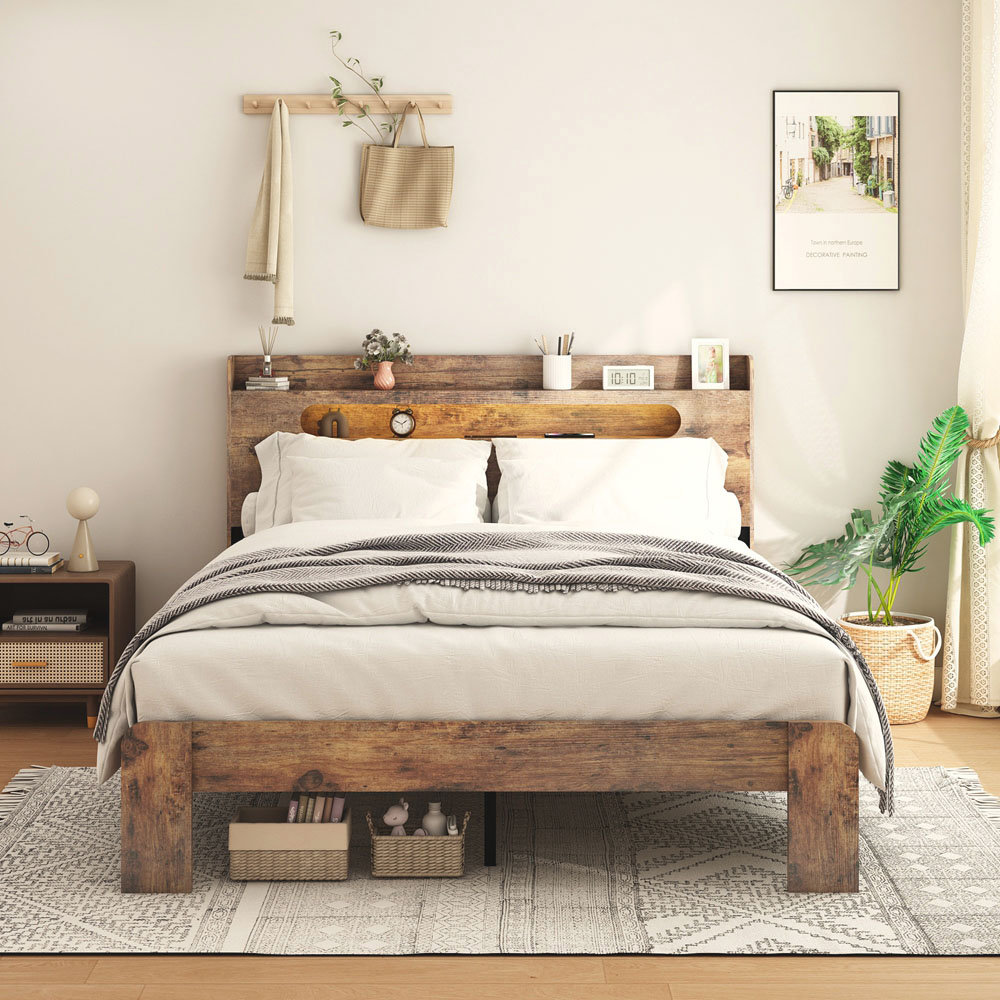 Union Rustic King Size Wood Platform Bed Frame - Wayfair Canada