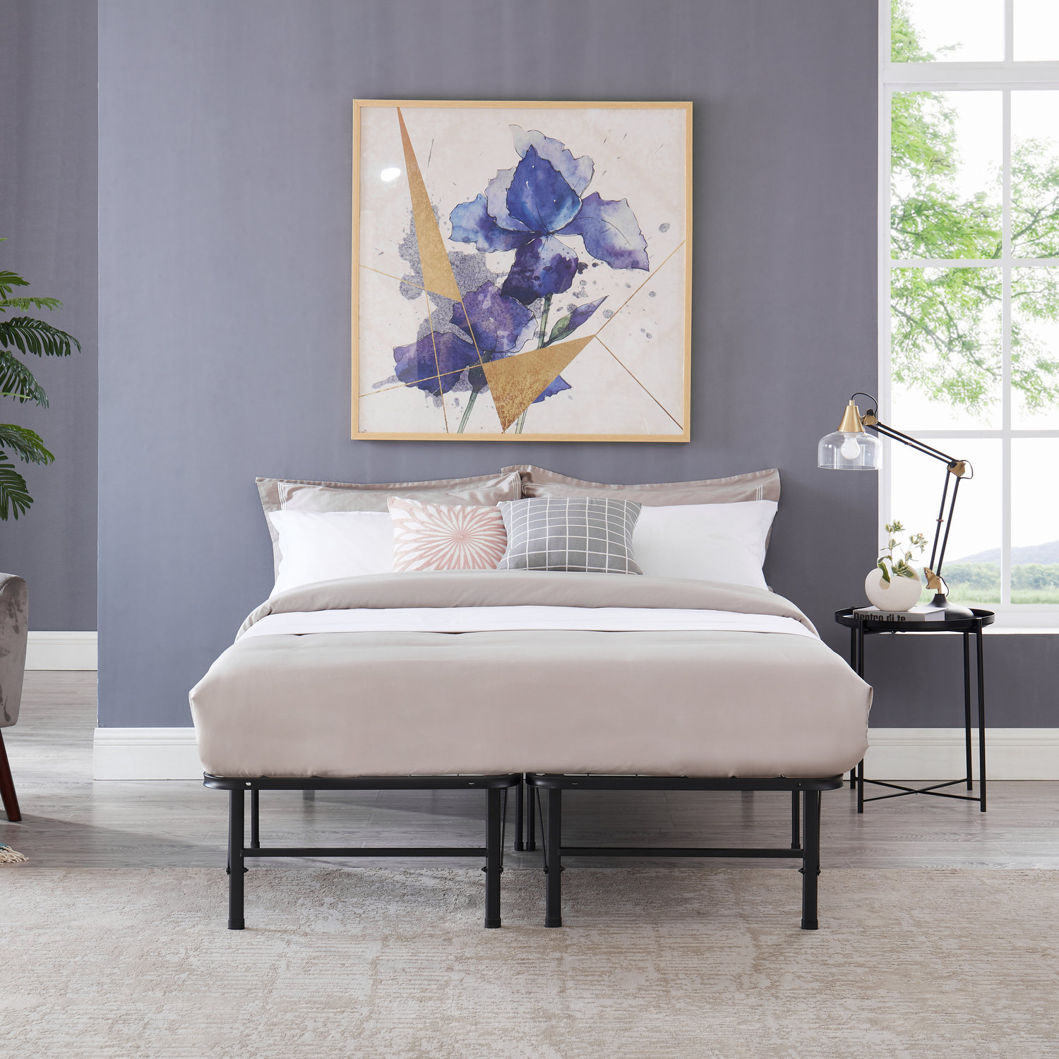 Alwyn Home Muscoy 14" Foldable Steel Bed Frame, No Box Spring Needed ...