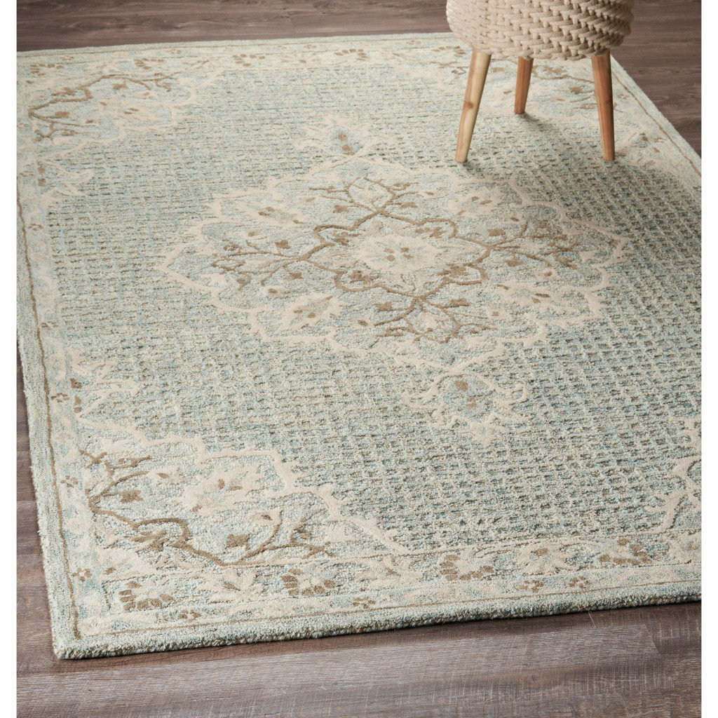 One Allium Way® Machine Woven Blue/Beige Rug | Wayfair