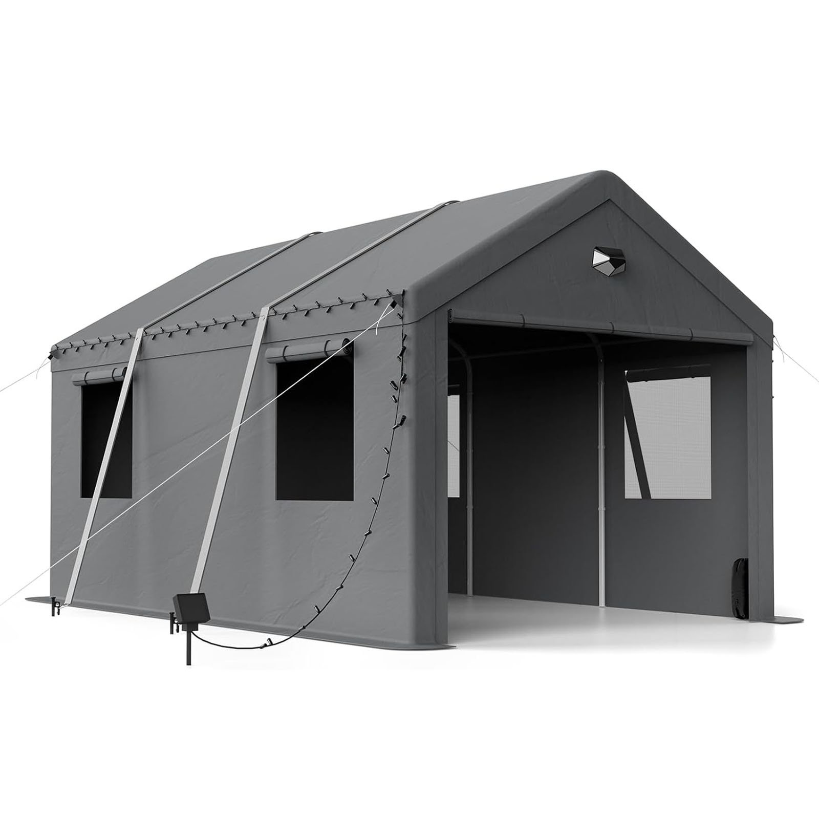 INKEDZ Portable Garage 10x16 with 2 Roll Up Zipper Doors and Mesh ...