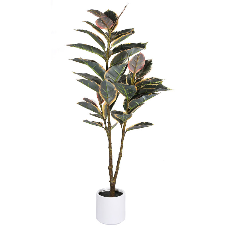 Primrue Artificial Potted Autumn Colored Rubber Tree 50in | Wayfair