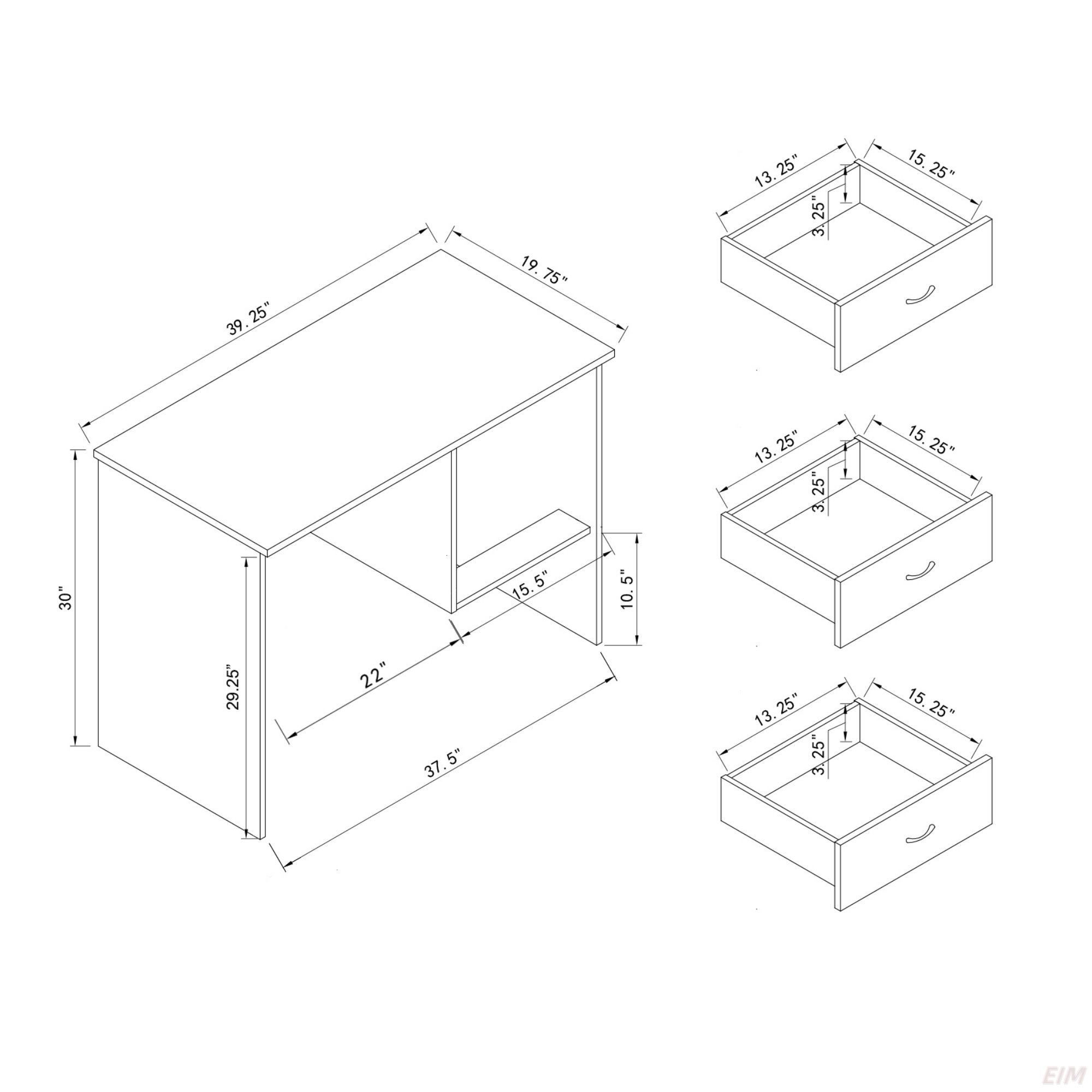 Latitude Run® Three Locking Drawers On Metal Glides Student Desk Work ...