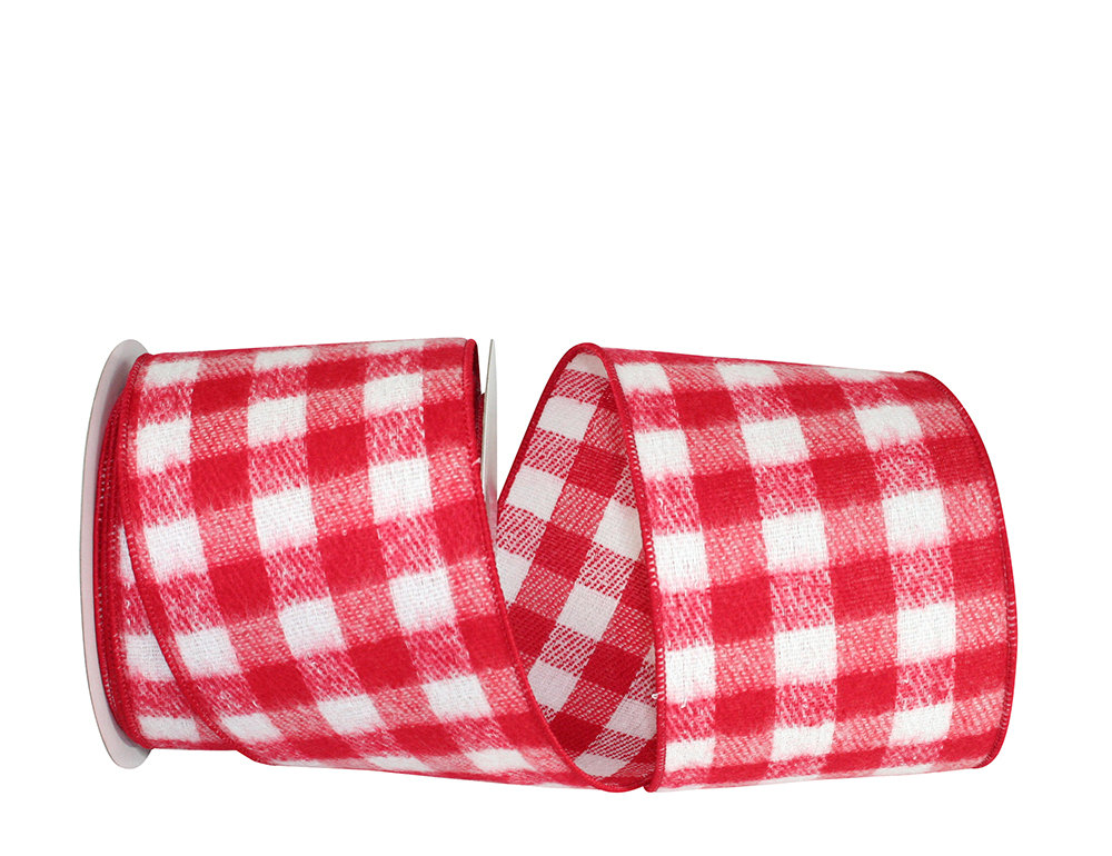 The Holiday Aisle® Brushed Gingham Check Flannel Wired Edge Ribbon ...