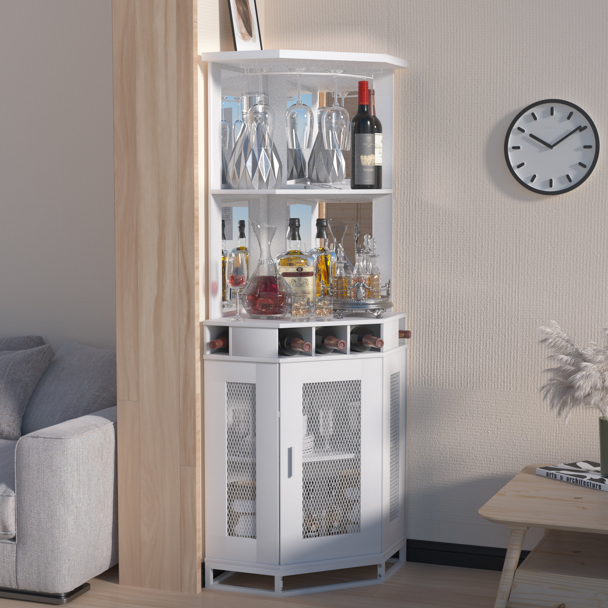 Millwood Pines Robynn Corner Bar Unit or Lounge Corner Bar Cabinet ...