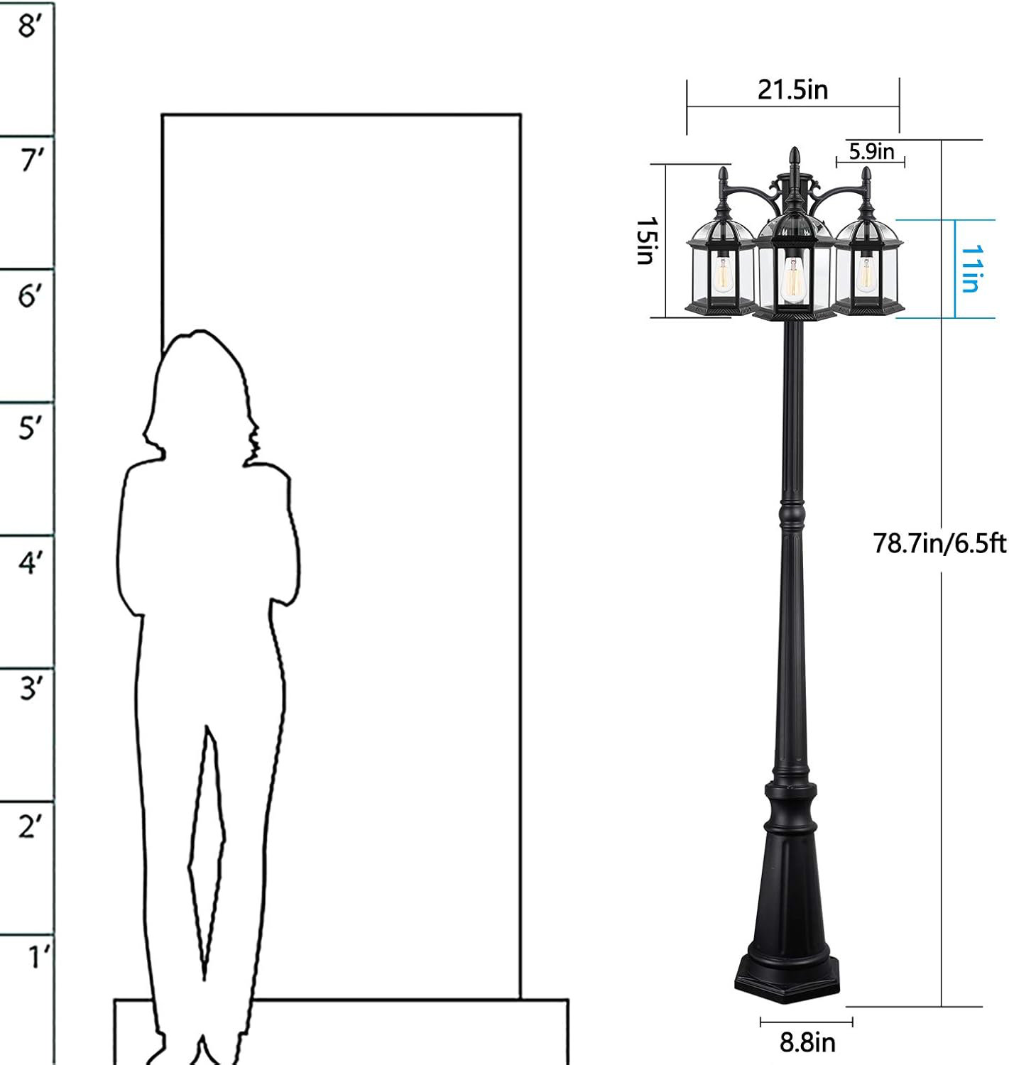 Charlton Home Aluminum Outdoor Lamp Post Birdcage Hardwired Street ...