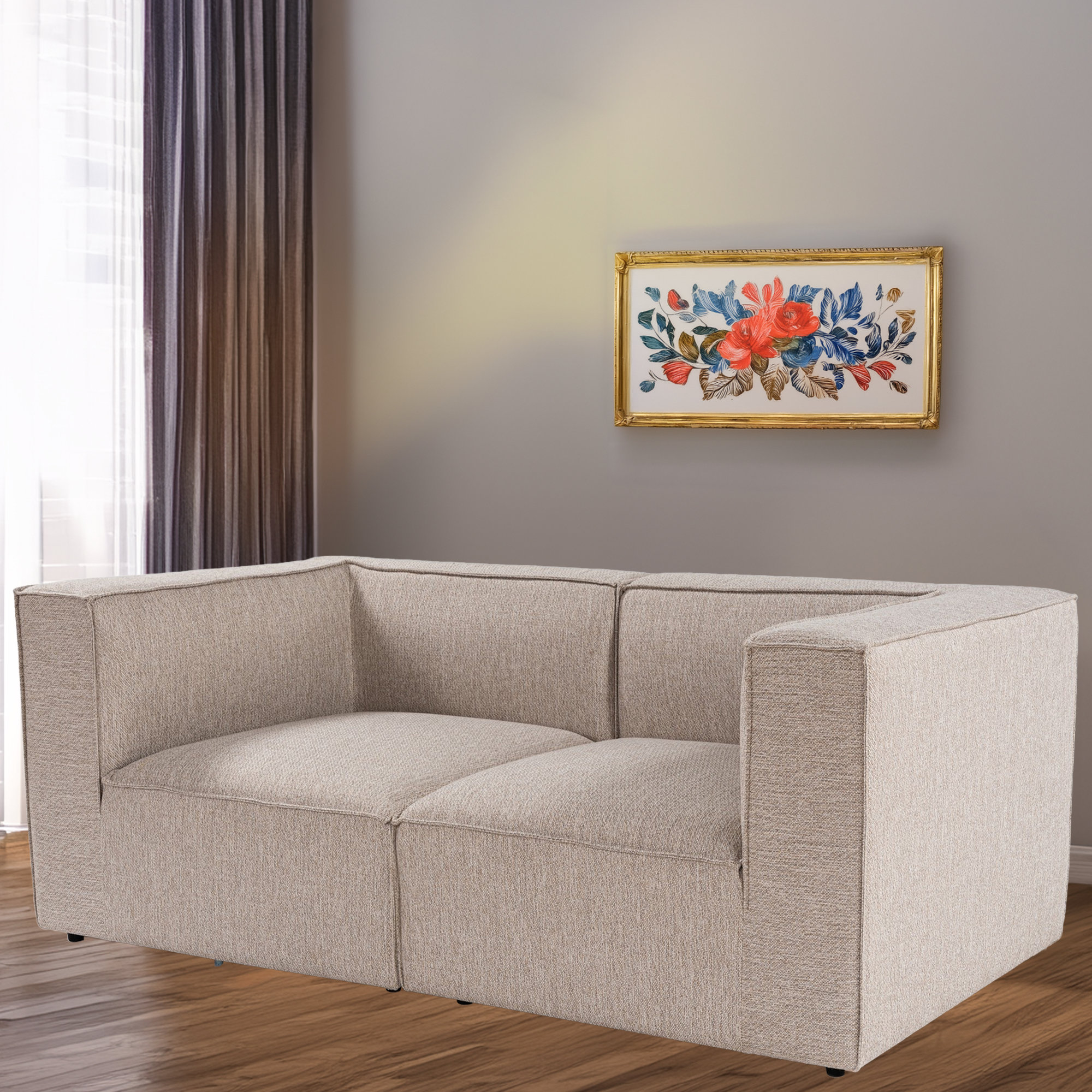 SpiritHome Hornbeam Frame 2-Seat Loveseat Sofa With Linen Fabric | Wayfair