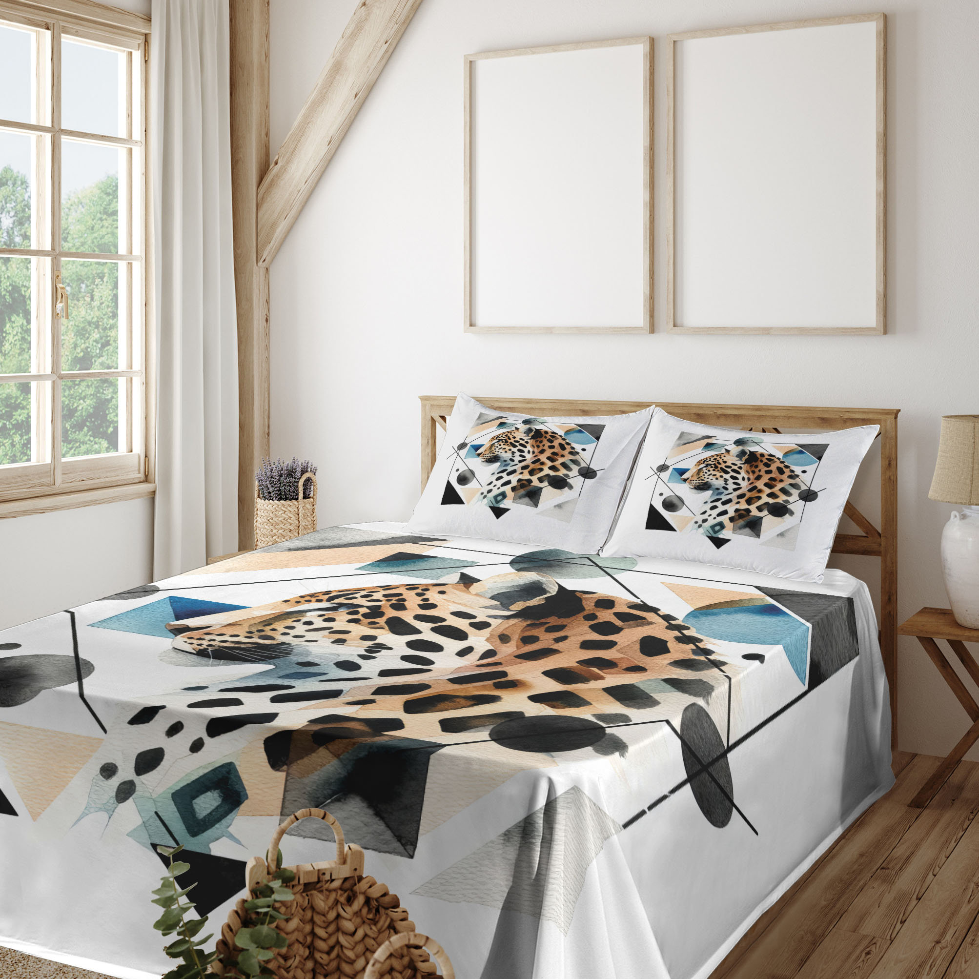 Ambesonne Leopard Sheet Set Watercolor Minimal Modern Brown White and ...