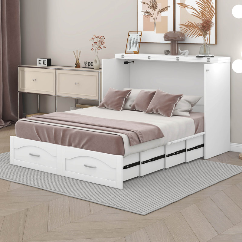 Red Barrel Studio® Walisha Full Size Murphy Bed Wall Bed with drawer ...