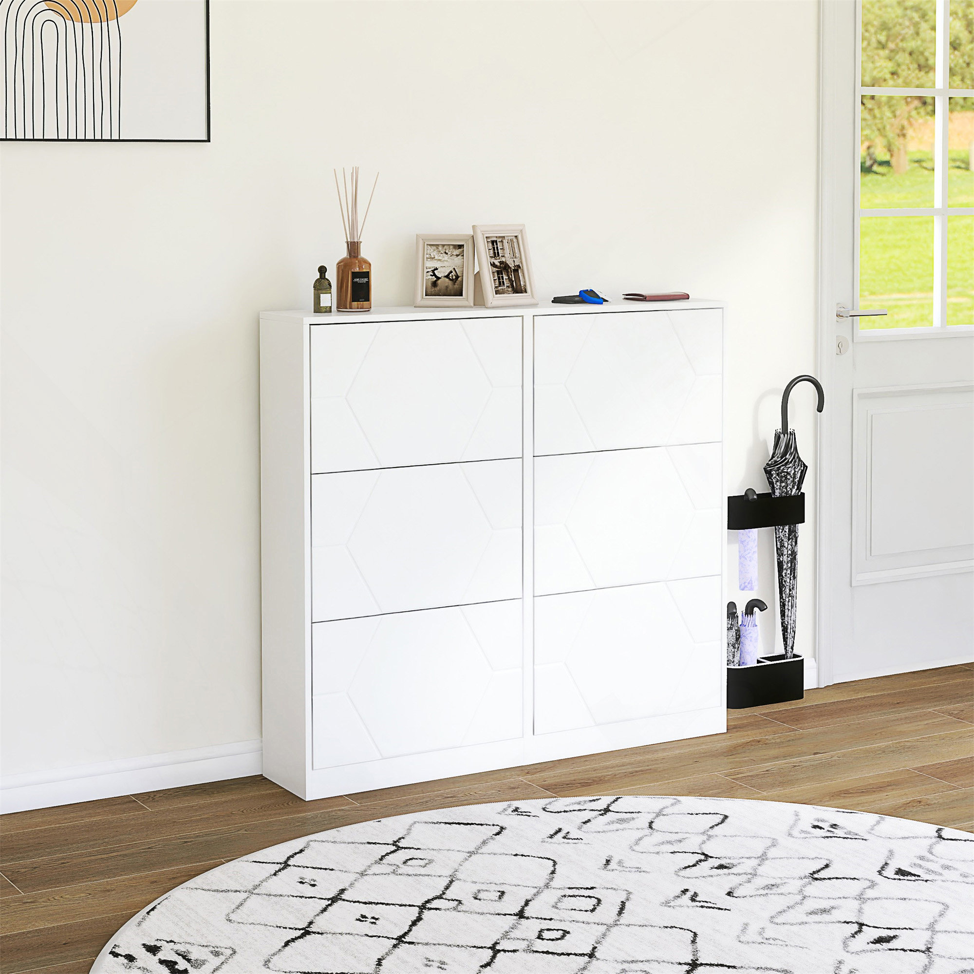 Latitude Run® Shoe Storage Cabinet For Entryway, 6 Tiers Shoe Organizer ...