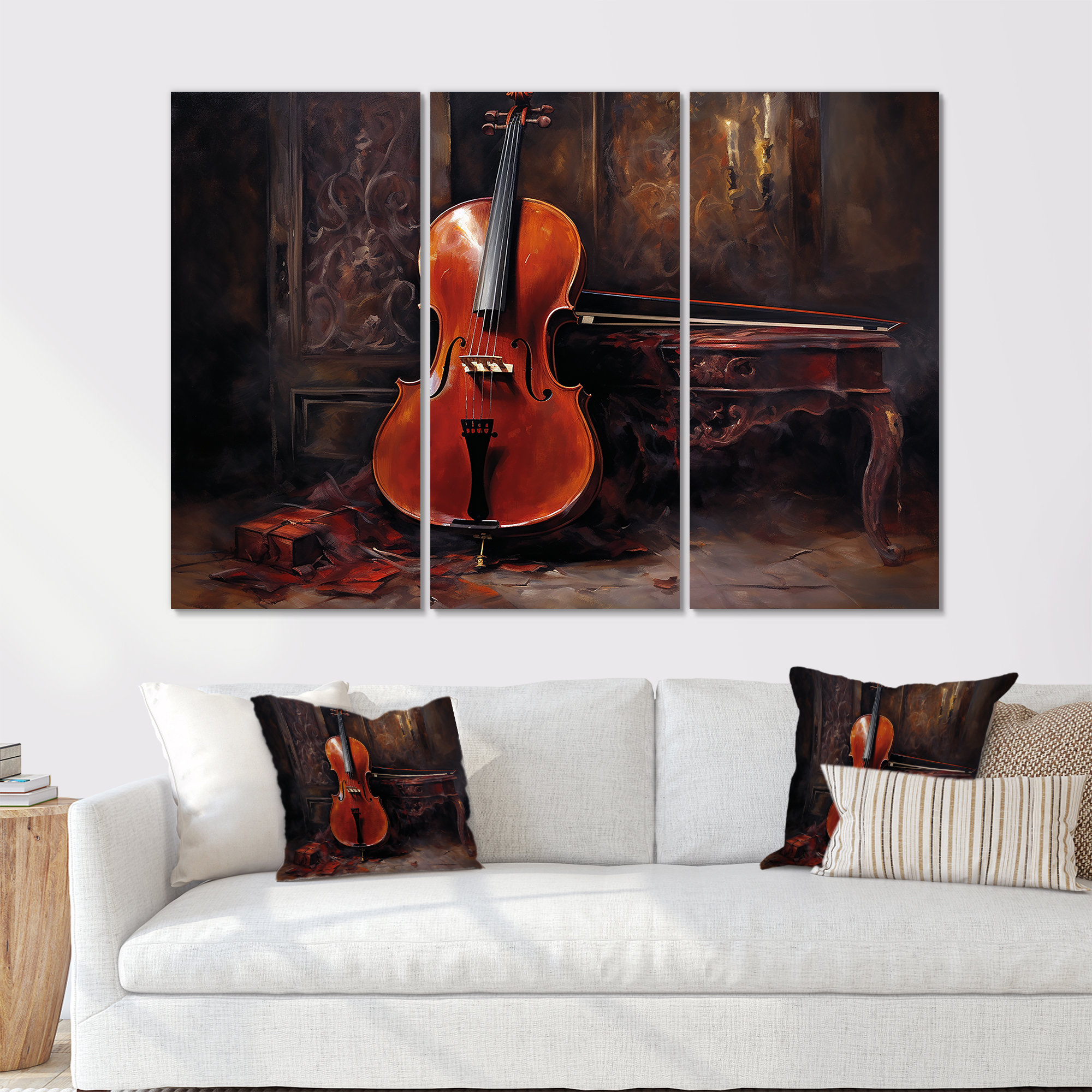 Winston Porter Cello Charisma Deep Burgundy V - Music Wall Art Set ...