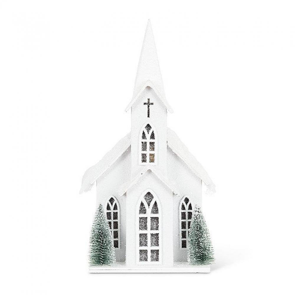 The Holiday Aisle® Snowy Church With Led Lights Decoration | Wayfair