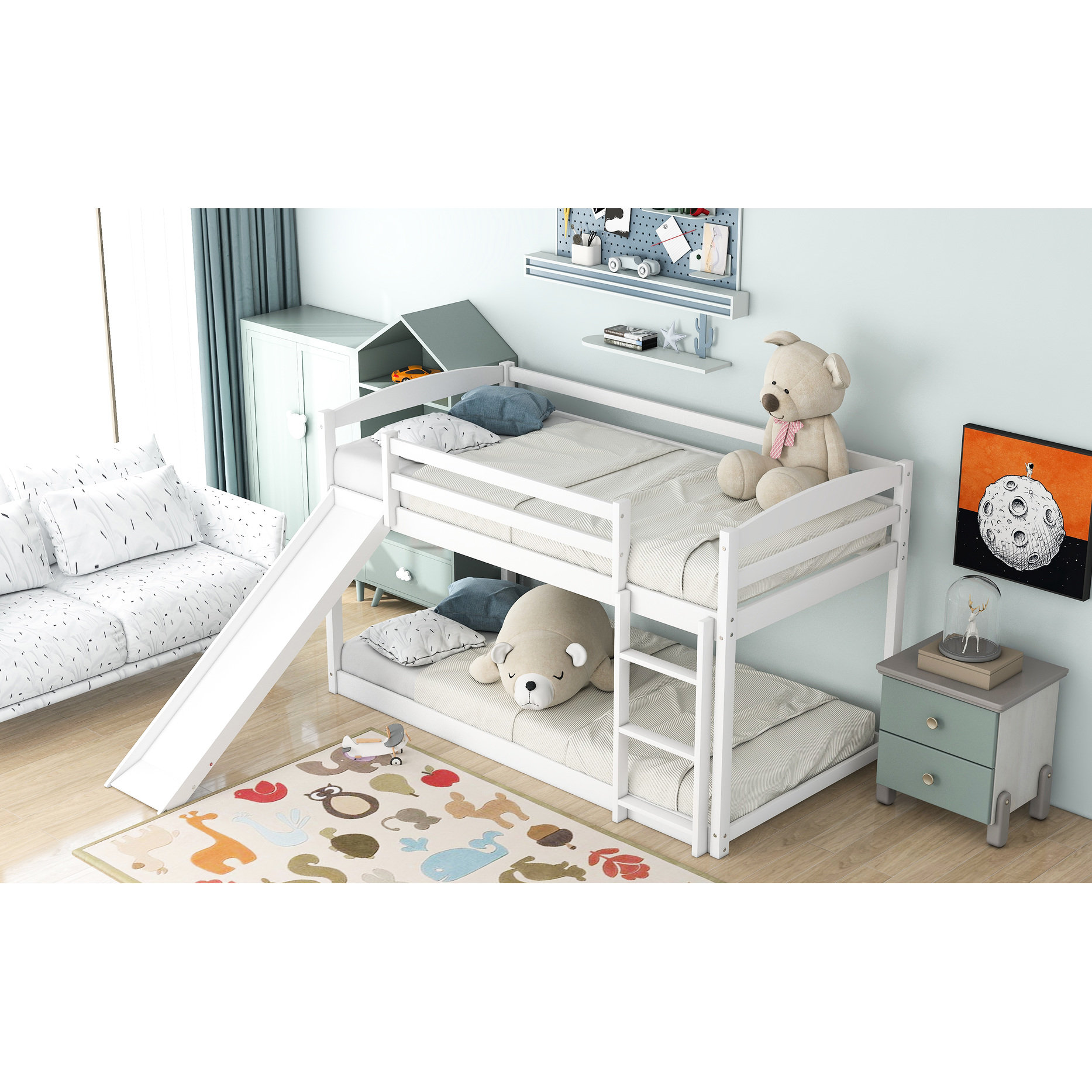 Harriet Bee Twin Over Bunk Bed With Wooden Framework - Provides Solid ...