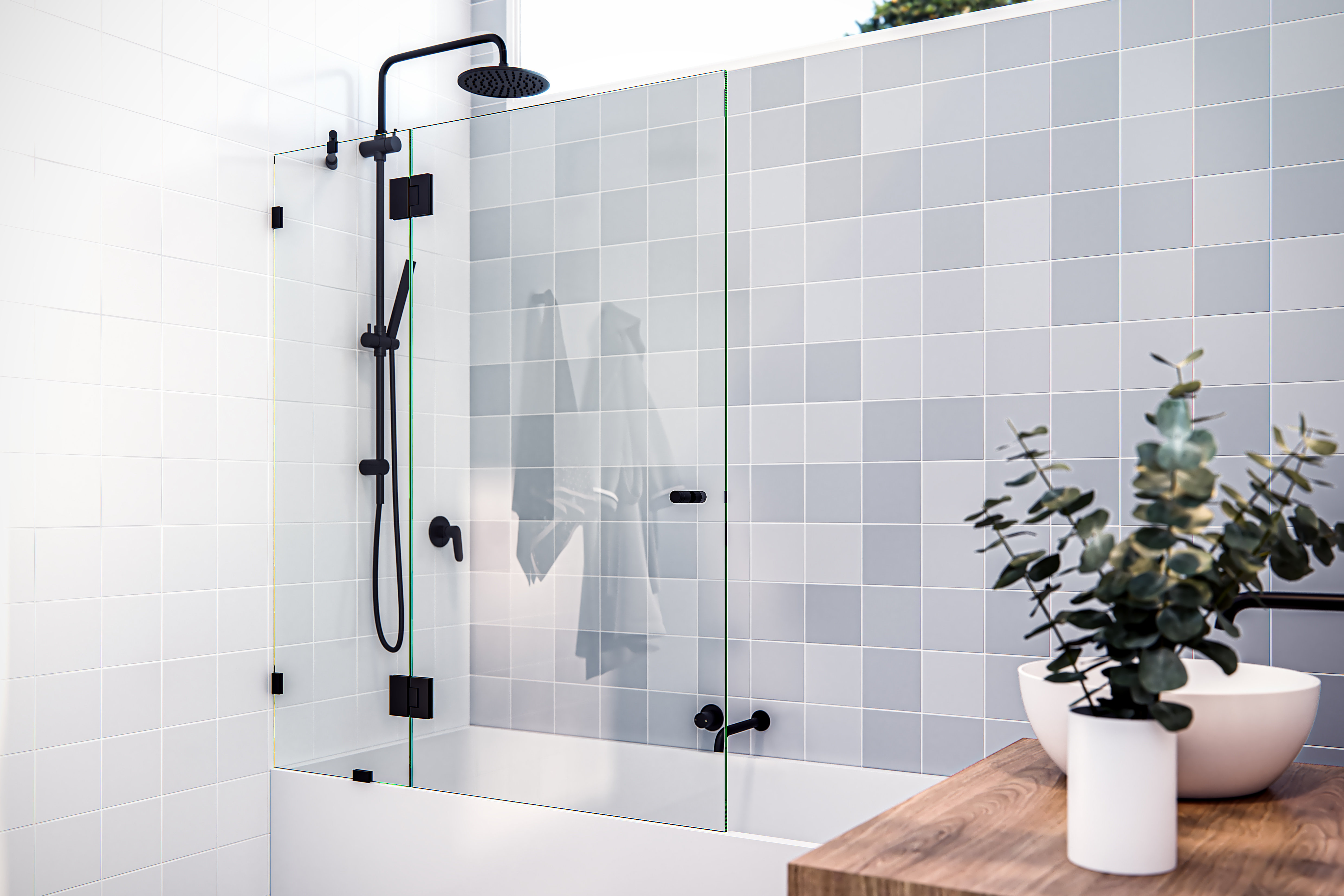 Glass Warehouse Bath Glass Hinge Warehouse 58.25" X 48.5" Frameless ...