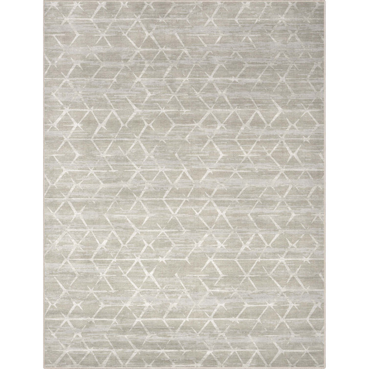 17 Stories Nuzzo Kintsugi Modern Geometric Flat-Weave Beige Area Rug ...