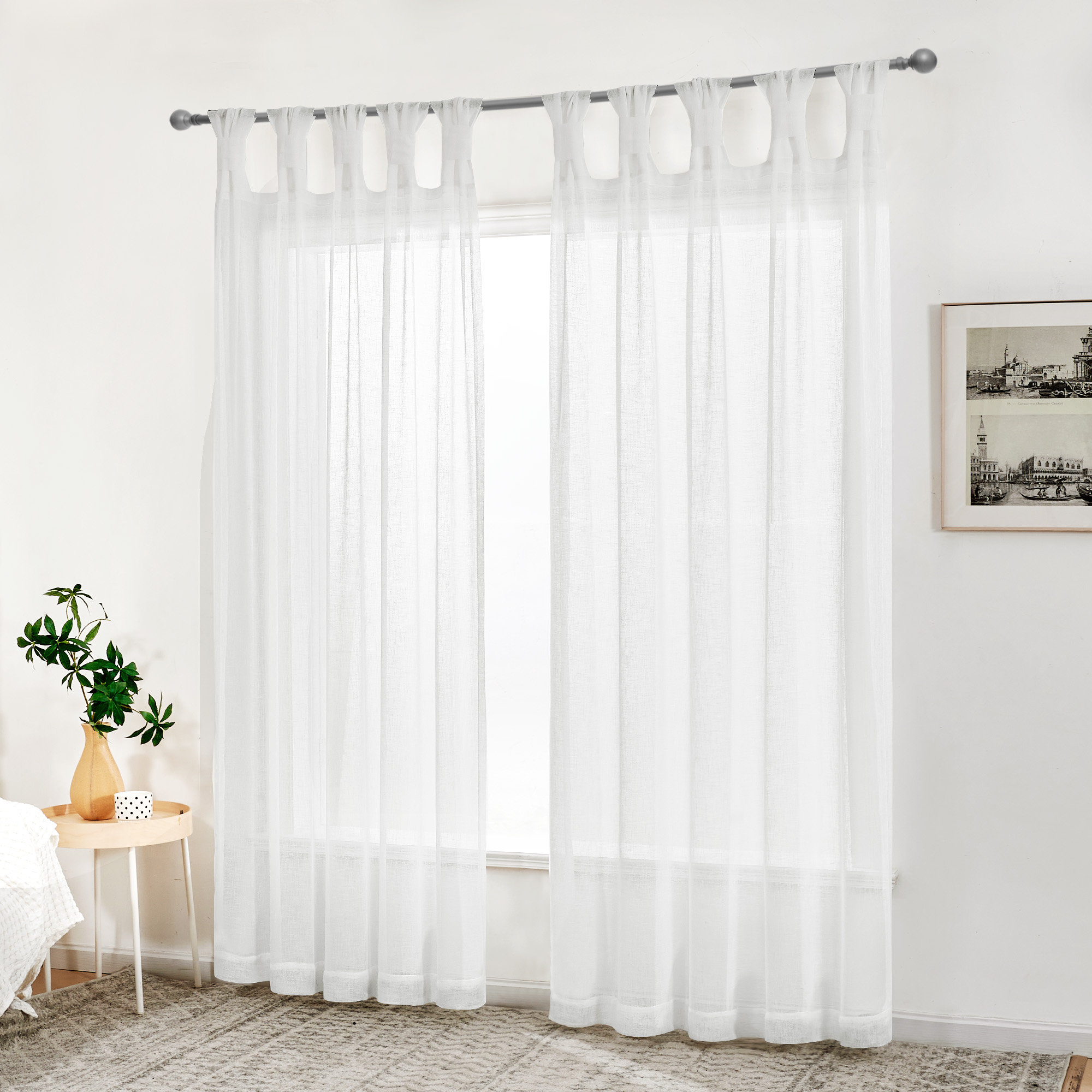 Ebern Designs Twist Tab Top Chic Semi Sheer Curtain Drapes(Set of 2 ...