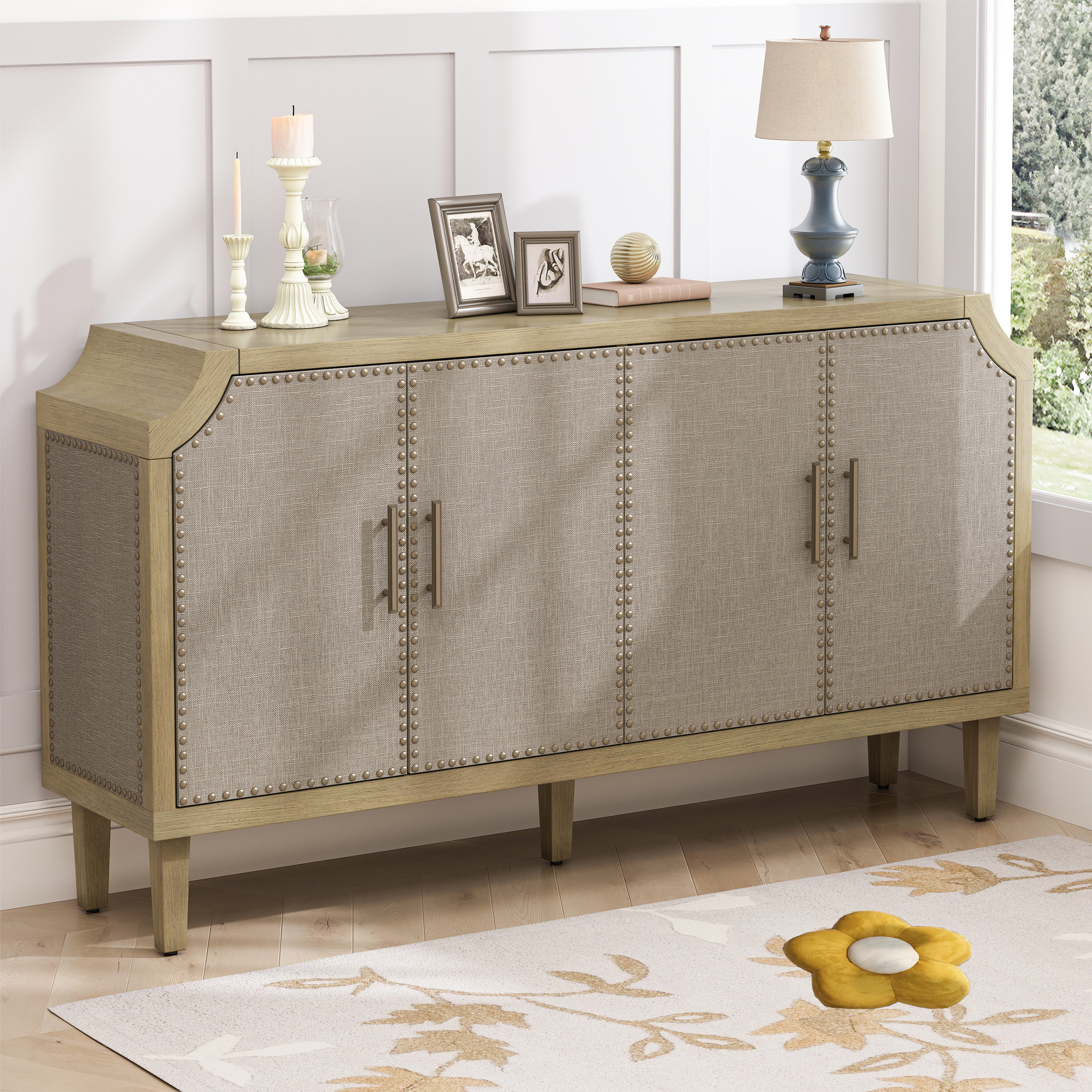 Ophelia & Co. 59.84"Retro Industrial Style Rivet Decor Storage Cabinet ...