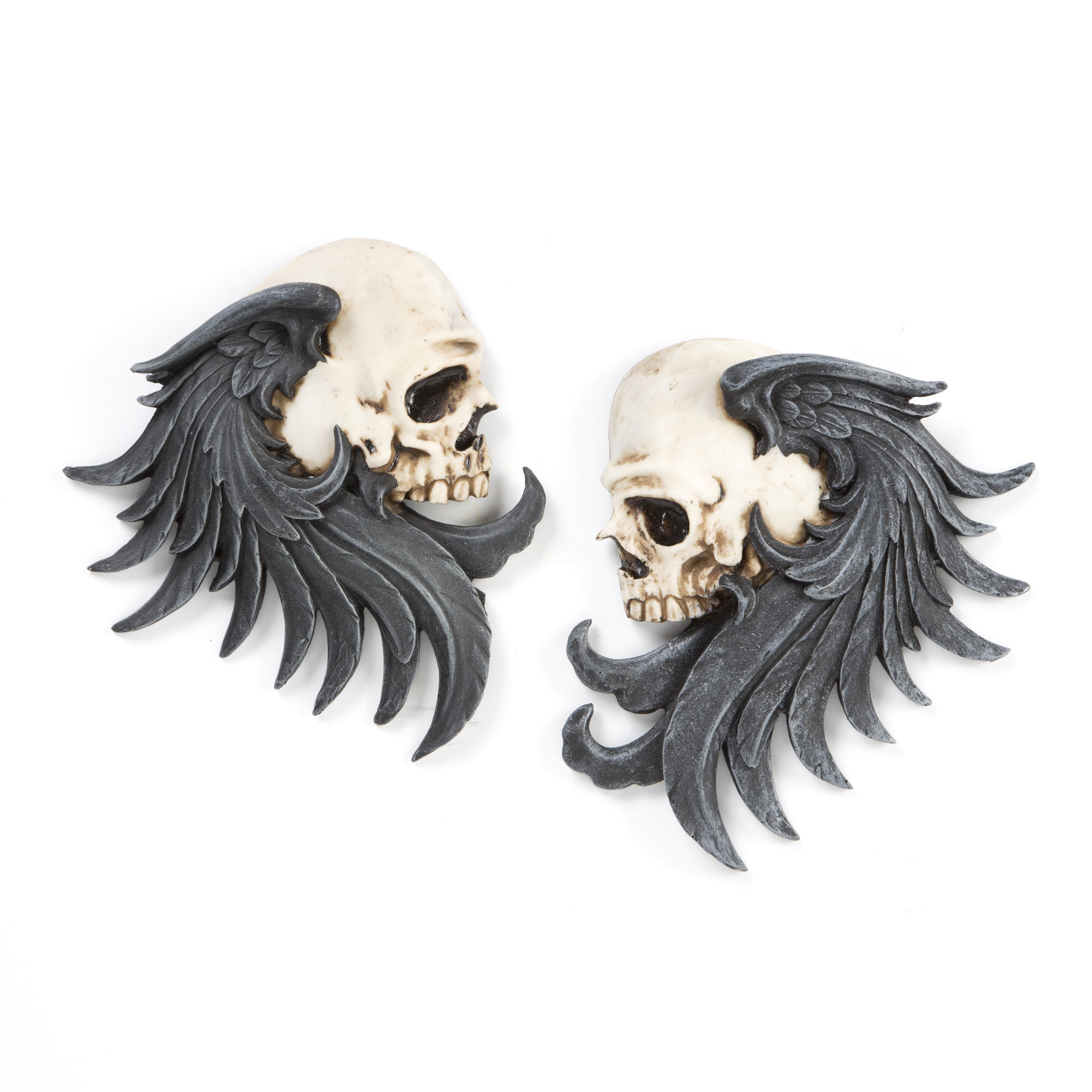 Design Toscano 2 Piece Bad to the Bones Winged Skull Sentinel Figurine ...