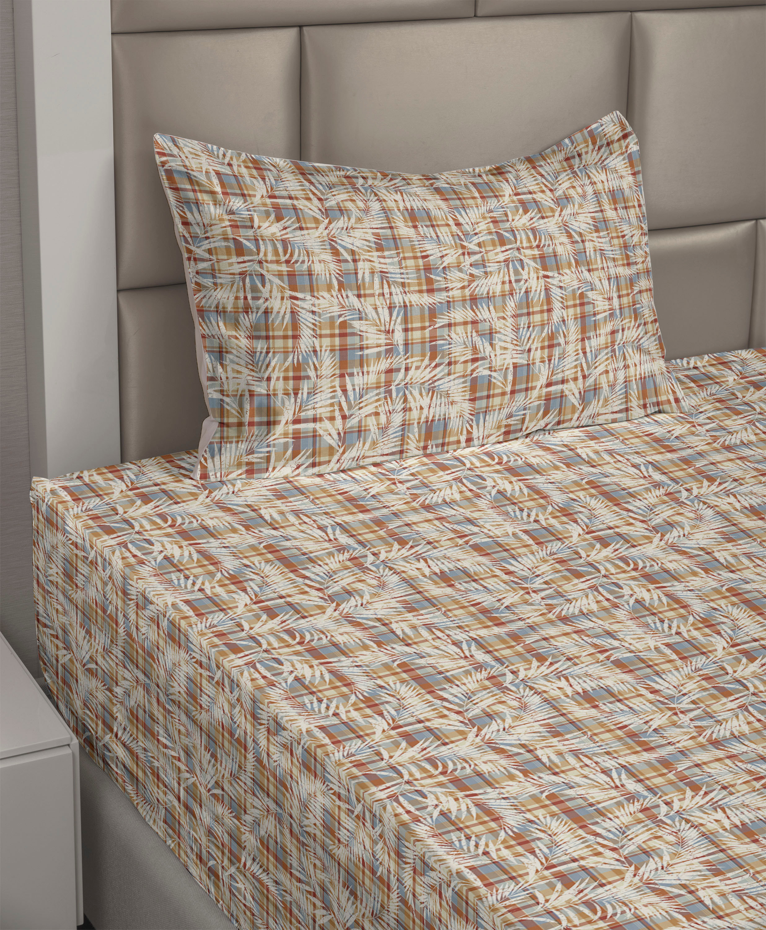 Ambesonne Country Themed Sheet Set Retro Feathers Leafy Cinnamon White ...