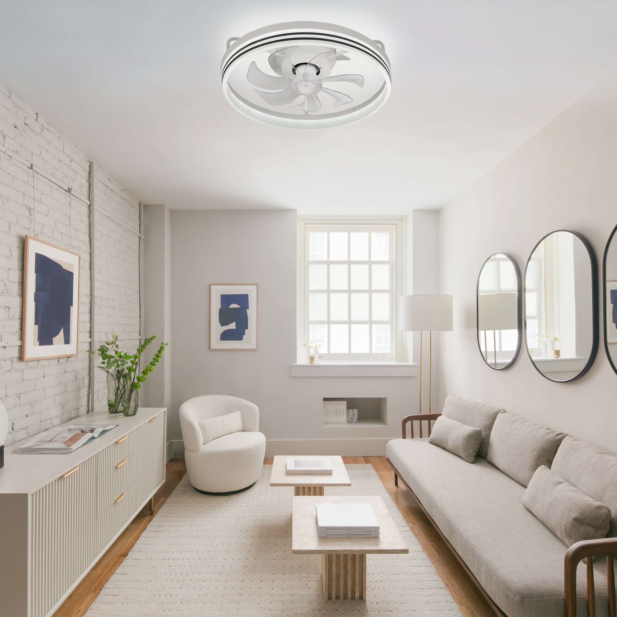 Wrought Studio™ 20" FanLight Flush Mount Low-Profile Ceiling Fan with 3 ...