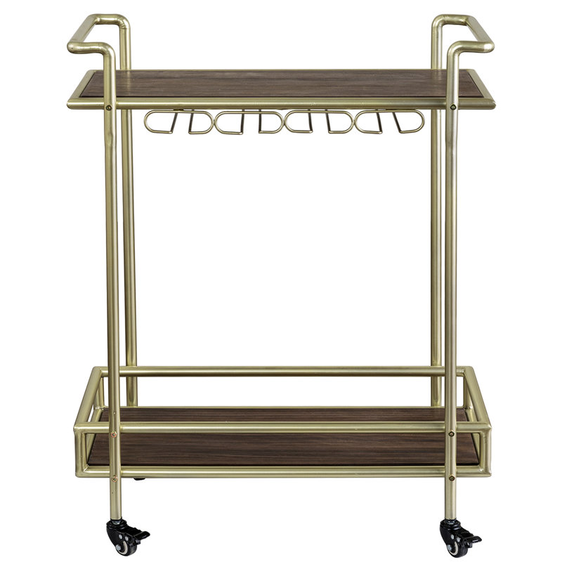 Mercer41 Warvan Freestanding Bar Cart Wine Glasses Bottle Rack | Wayfair