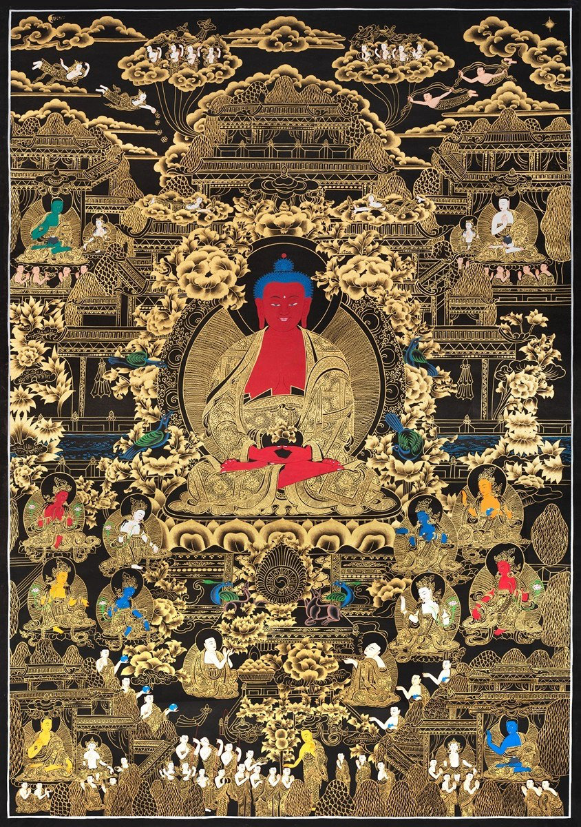 Exotic India Sunaulo Big Amitabha Buddha Singham (Brocadeless Thangka ...