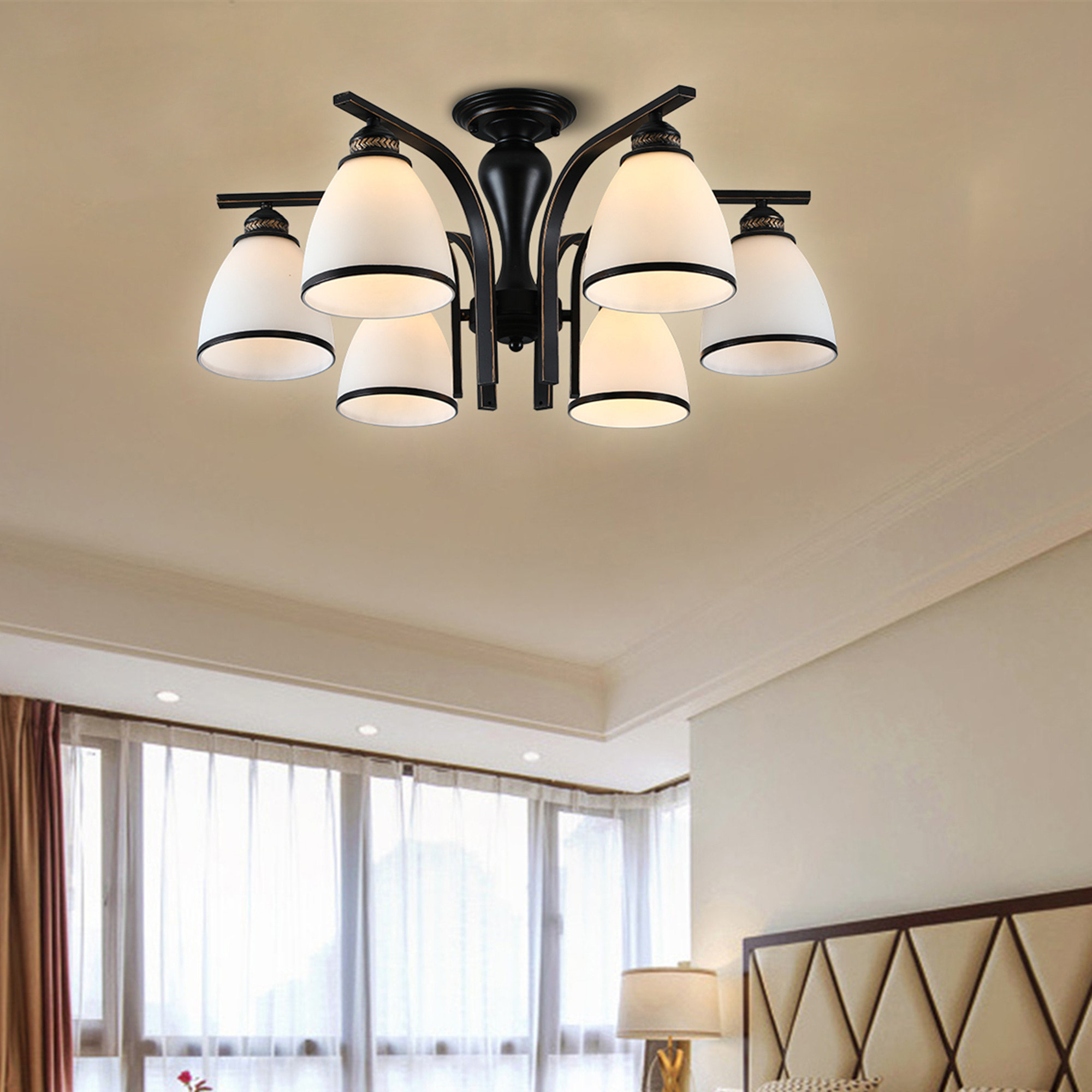 Red Barrel Studio® Indars 6 - Light Glass Semi Flush Mount Ceiling ...