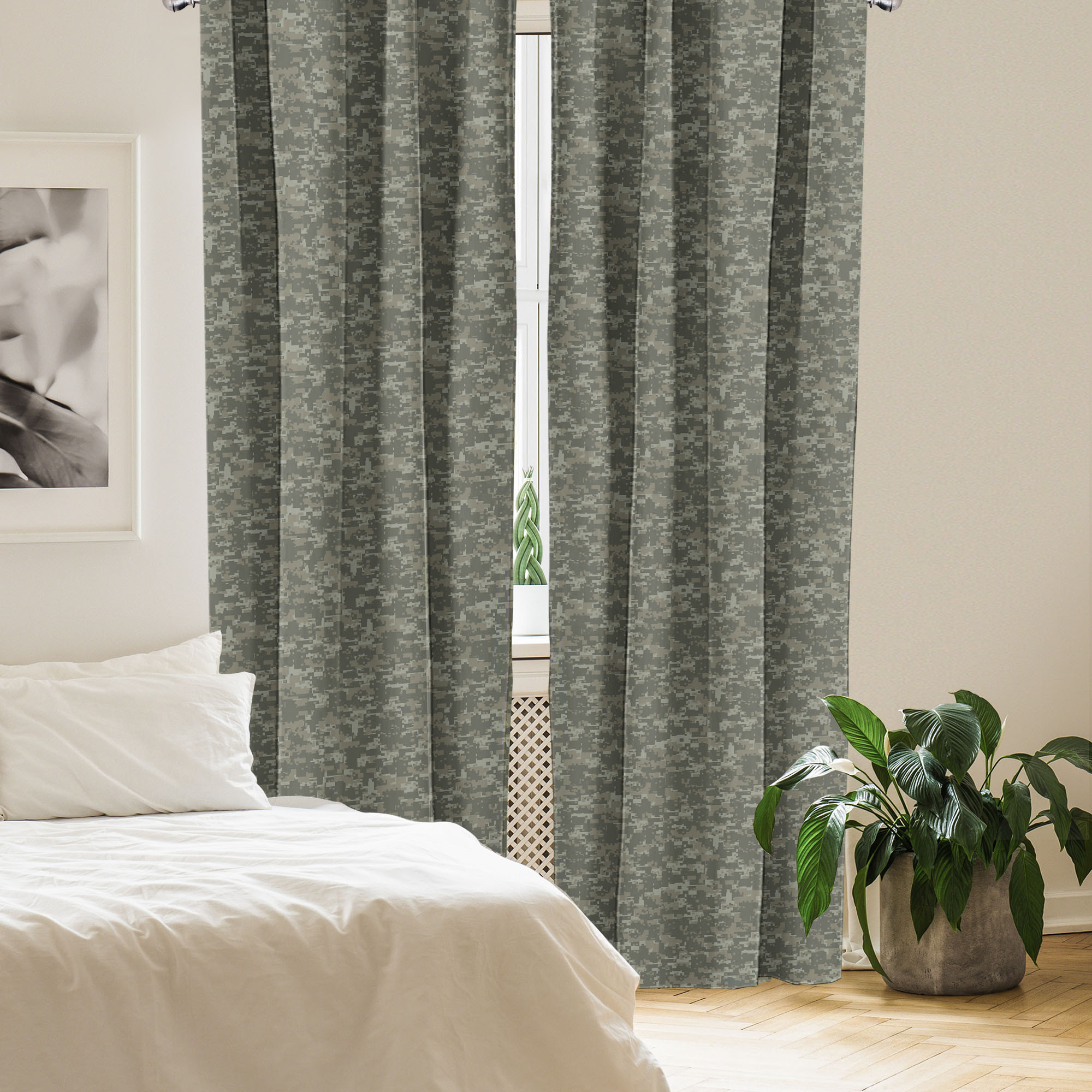 East Urban Home Camouflage 4-Panel Curtains, Dark Forest Conceal Army ...