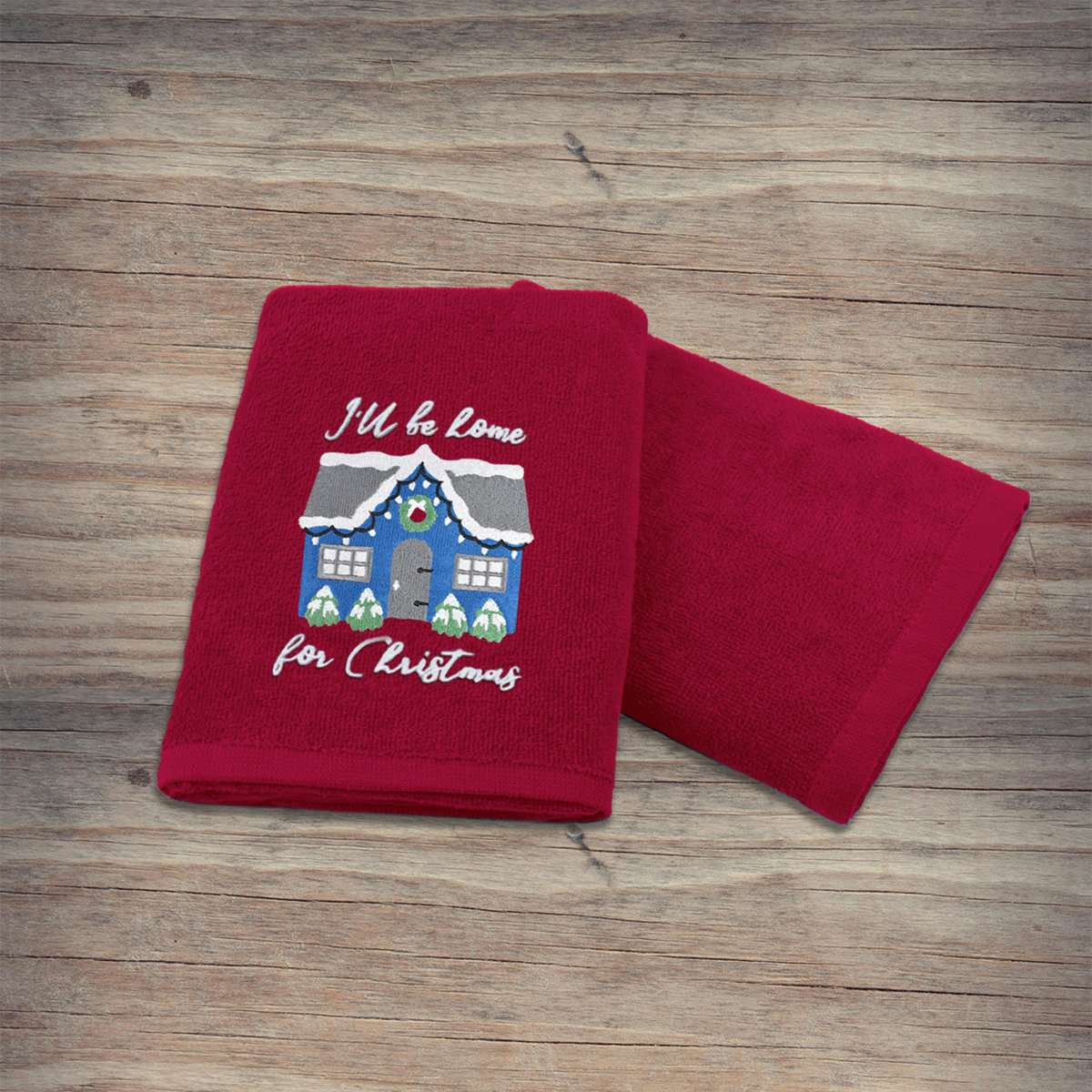Lily Manor 2 Pack Christmas Ill Be Home Hand Towels 100 Percent Cotton ...