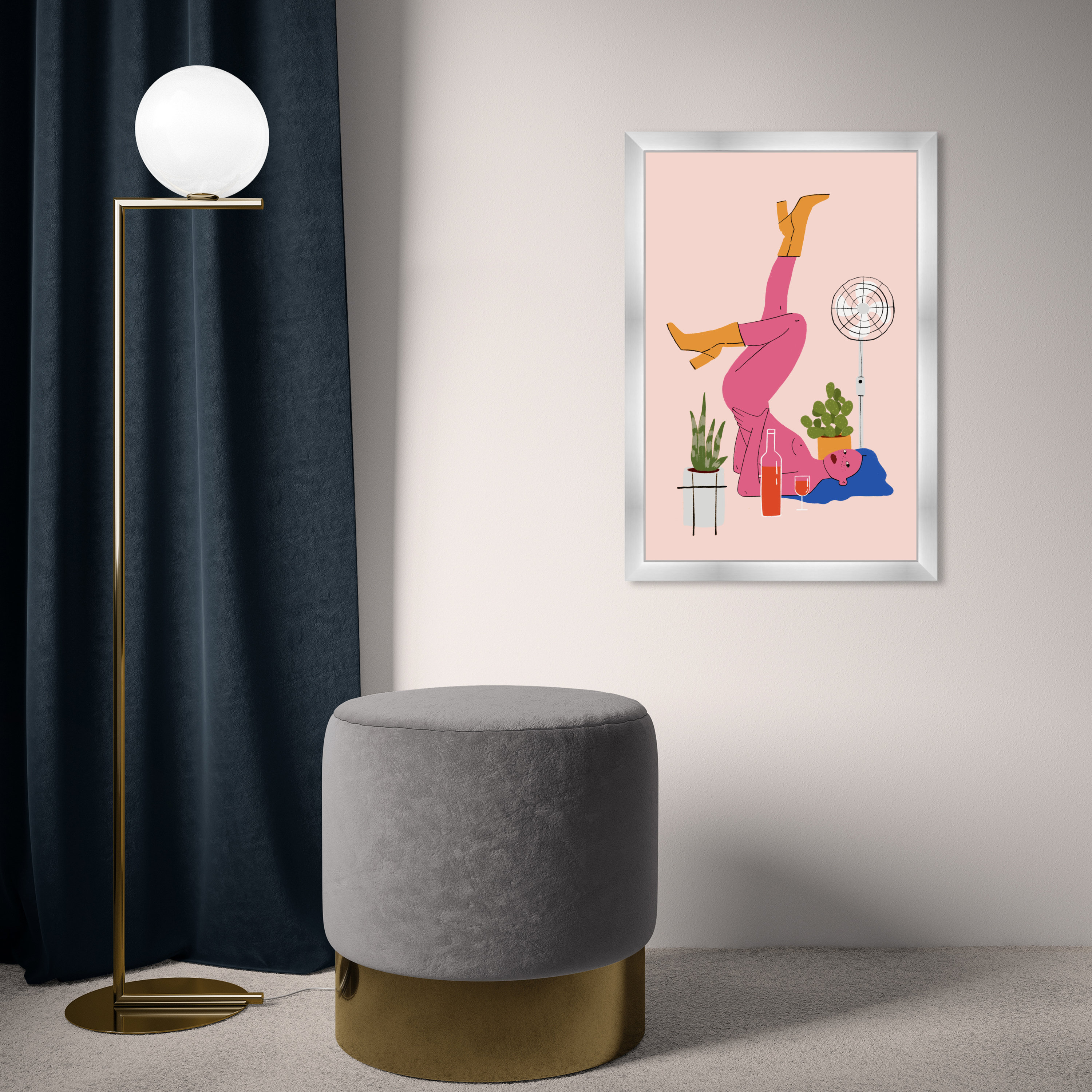 Oliver Gal Prints "Pink Pose", Ros Drinks Garden Modern Pink Framed ...