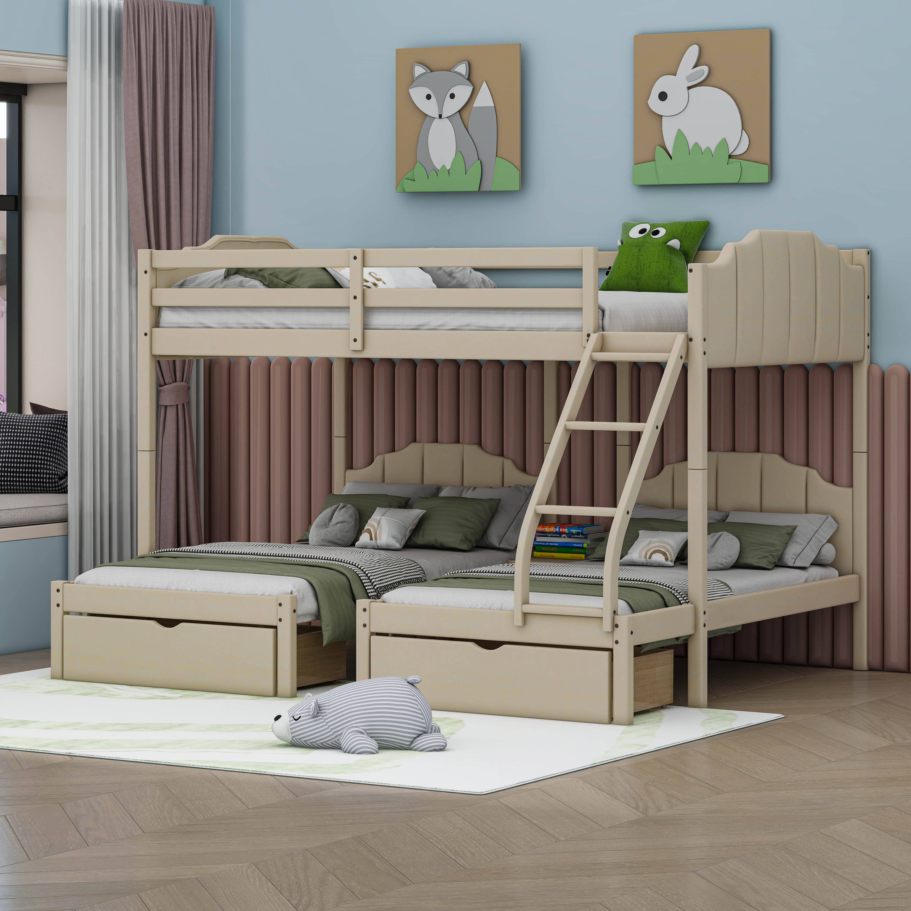 Harriet Bee Gillam Kids Full Over Twin Triple Bed with Drawers | Wayfair